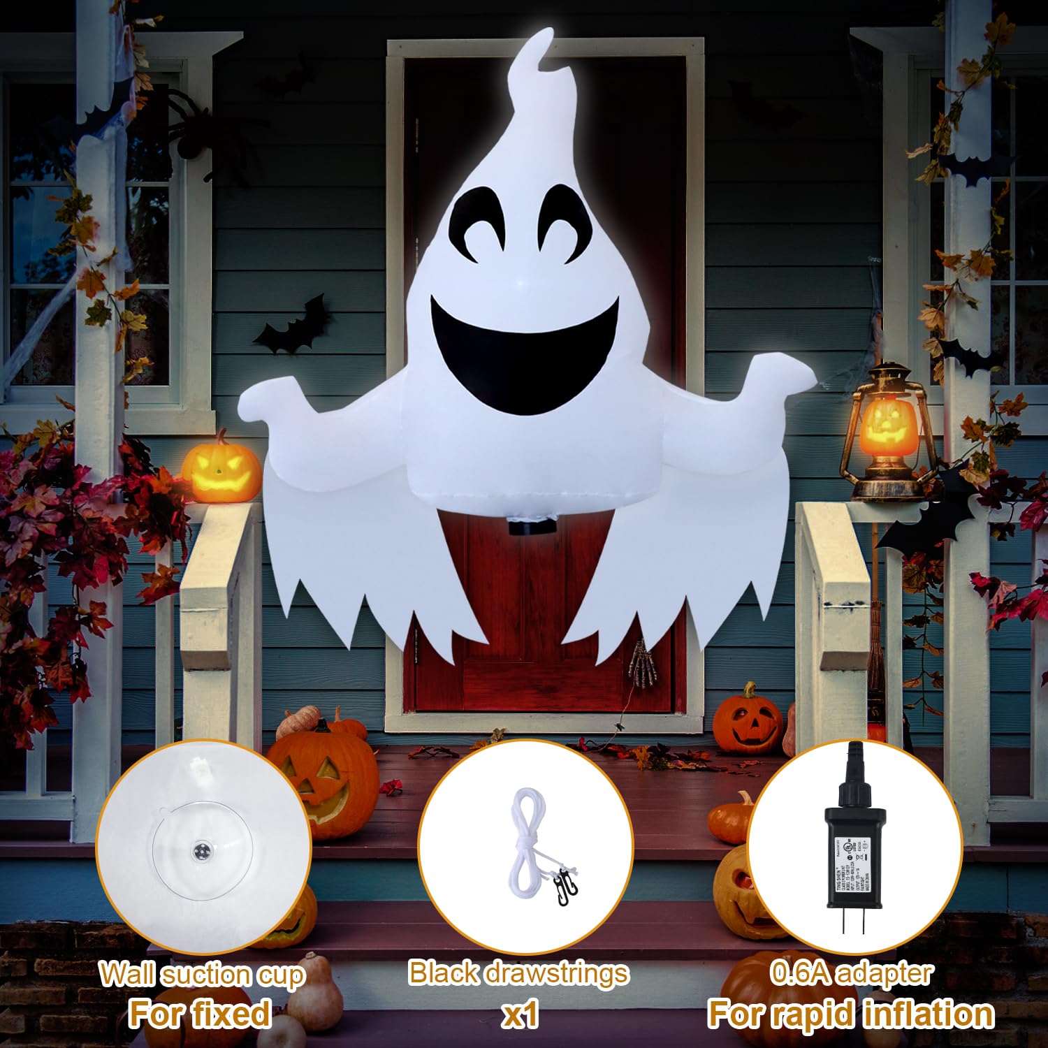 SHDEJTG 2ft Window Hanging Elf Halloween Outdoor Inflatable Decoration ...