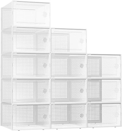 Kuject XX-Large Shoe Storage Boxes Organizers Fit Up to Size 14, Clear ...
