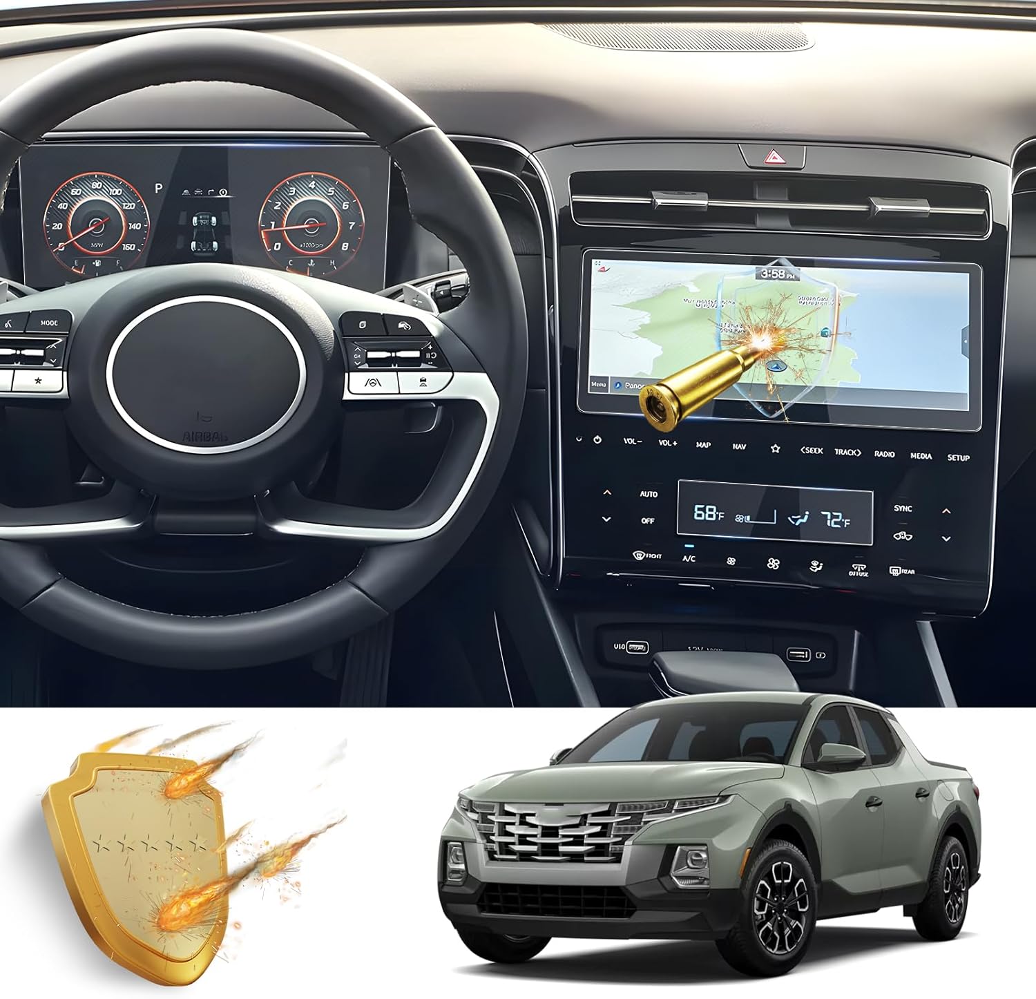 Amazon.com: R RUIYA (3PCS) 2024 Hyundai Santa Cruz Screen Protector for ...