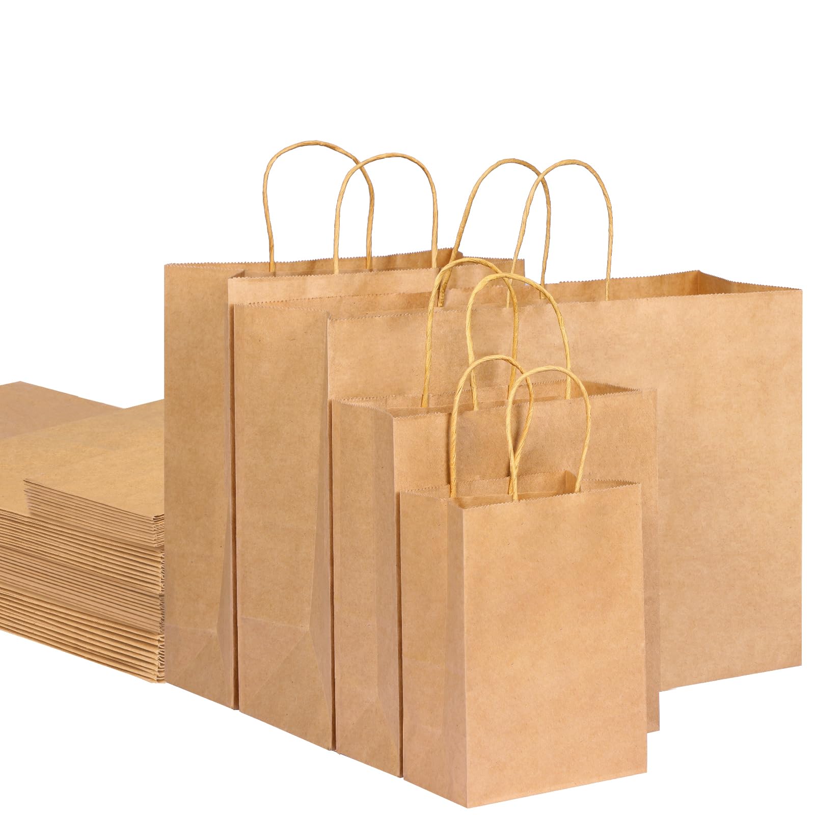 Amazon.com: OUTUXED 40pcs Paper Bags with Handles Brown Kraft Paper ...