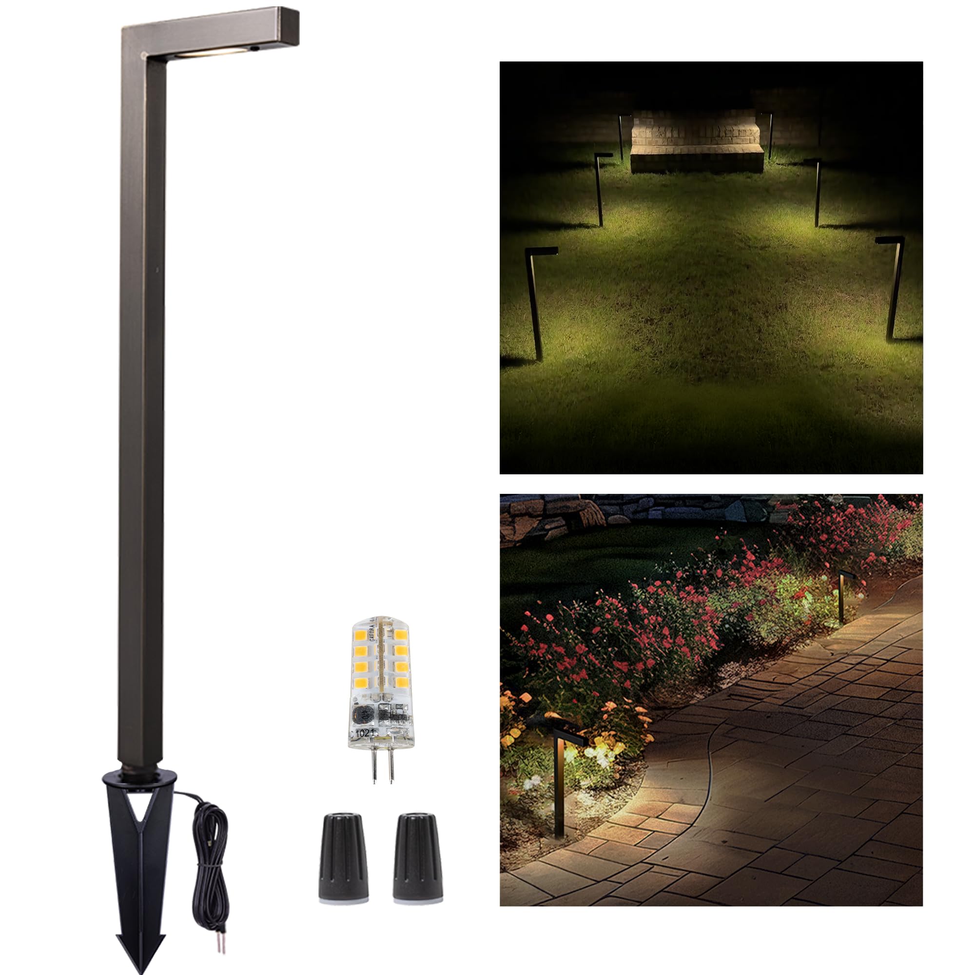Gardenreet Landscape Path Lights Brass, 12V Low Voltage Pathway Lights ...