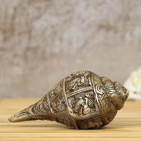 eCraftIndia Brass Auspicious Lord Ganesha Shankh (BGO905) : Amazon.in ...