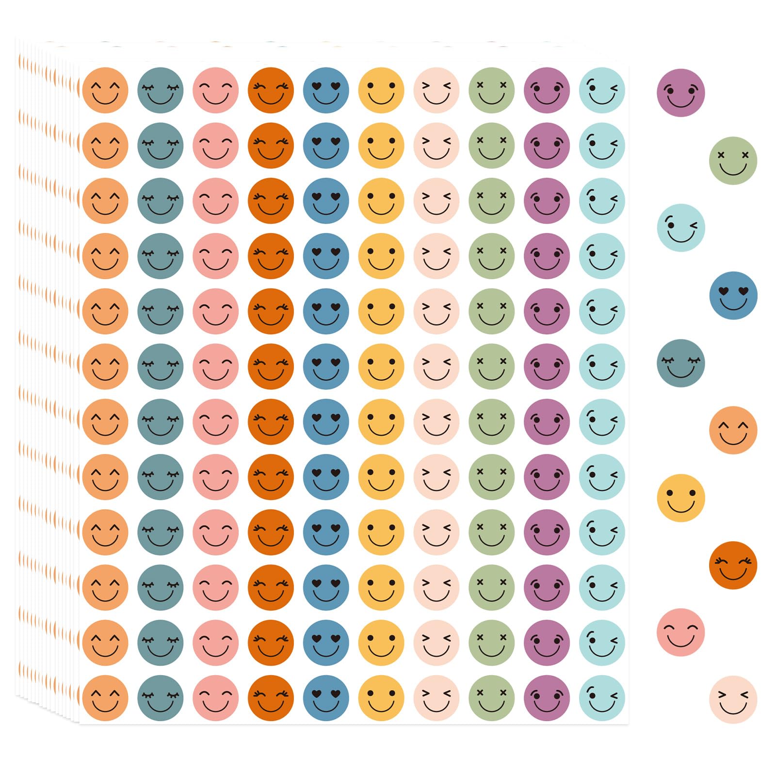 Snapklik.com : 6000 Pcs Boho Smiley Face Stickers - 0.4 Inch 10 Colors ...