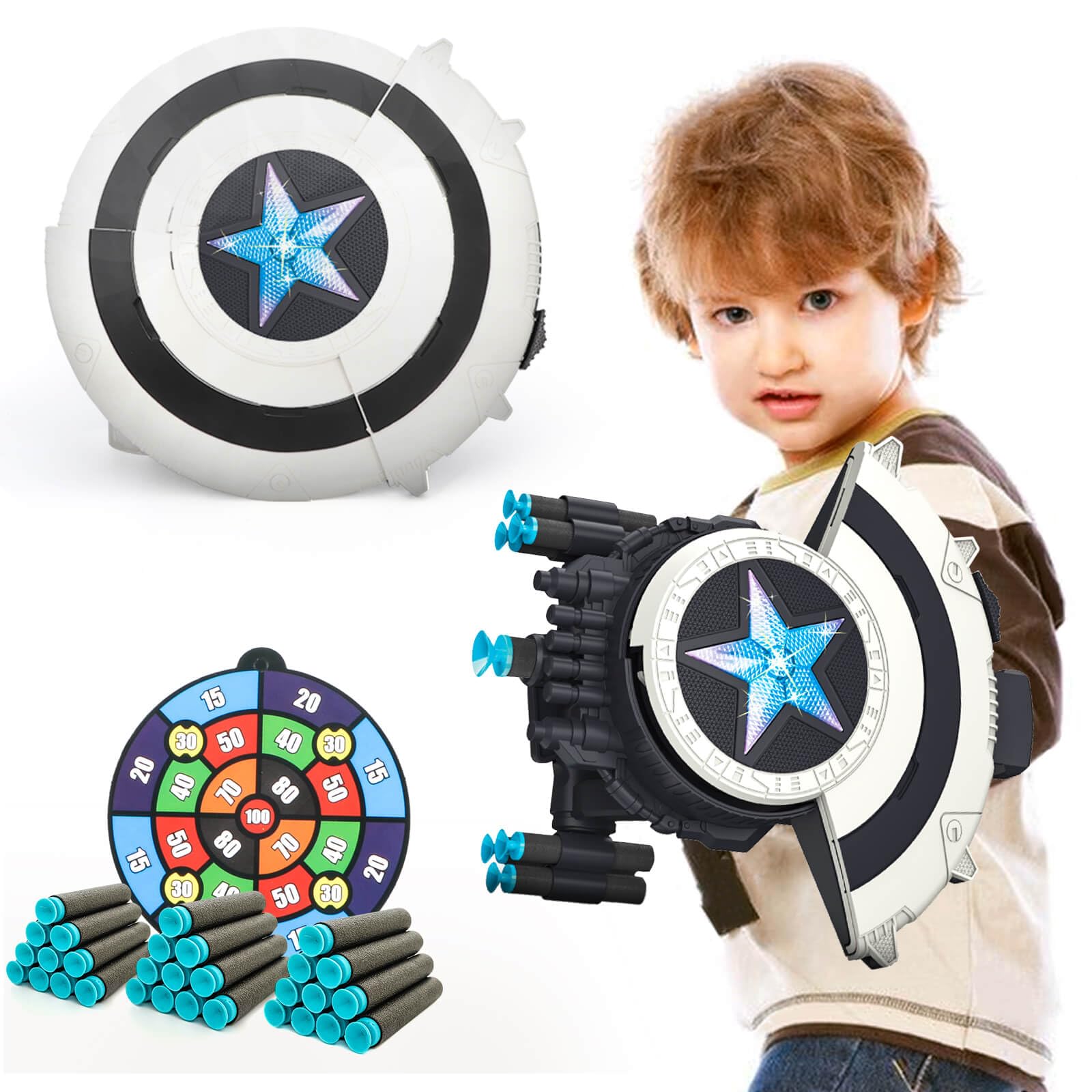 Amazon.com: Shield Foam Blaster Toy Nerf Gun, Captain America Shield ...