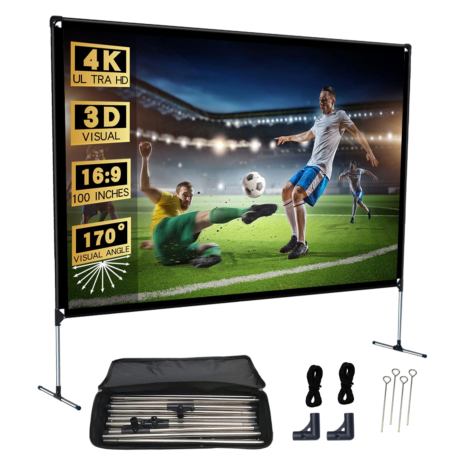 Buy 4K 16:9 100 inch White Soft Screen, Outdoor Quick disassembly and ...