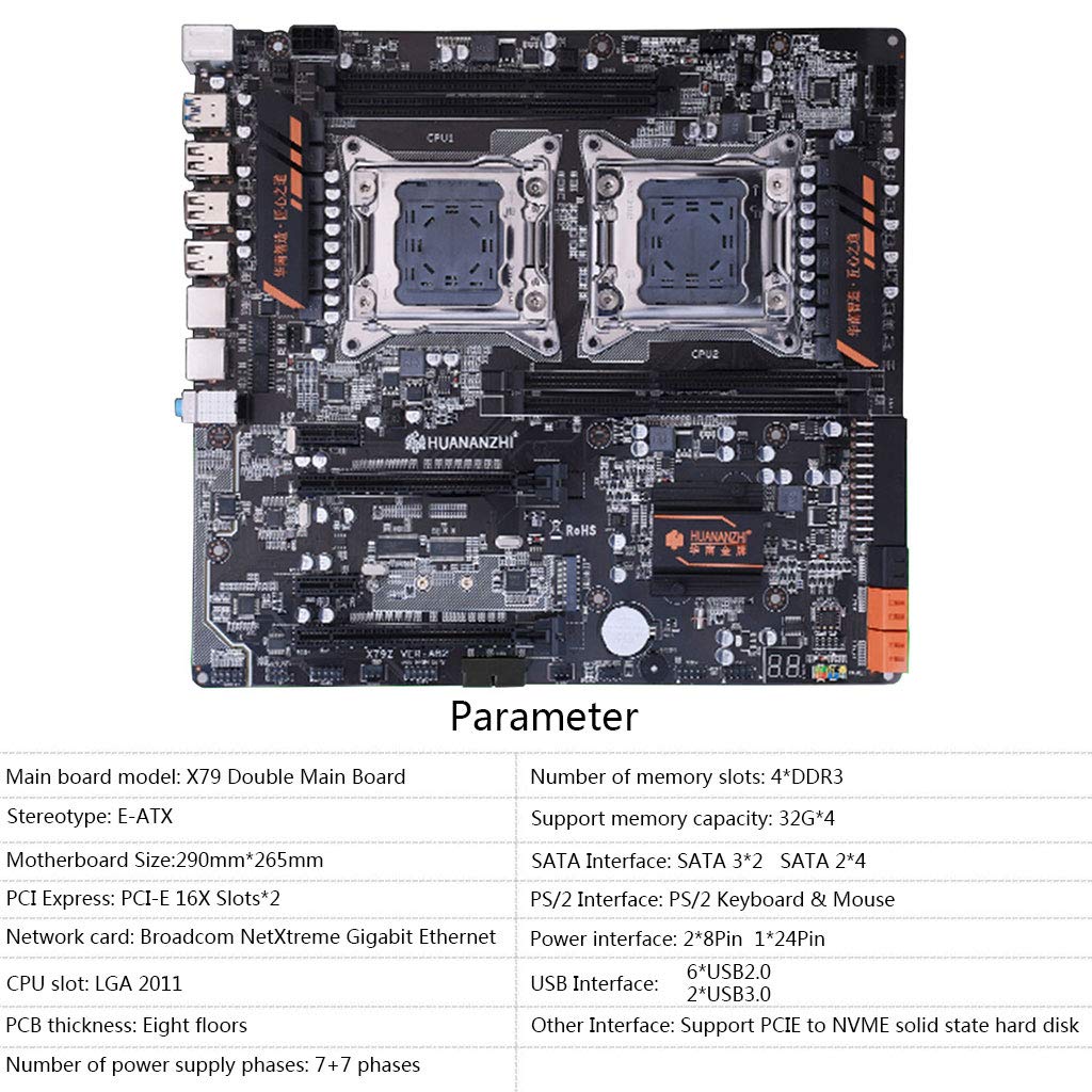 X79 Dual Cpu Motherboard Lga 2011 E Atx Main Board Usb30 Amazon.in: