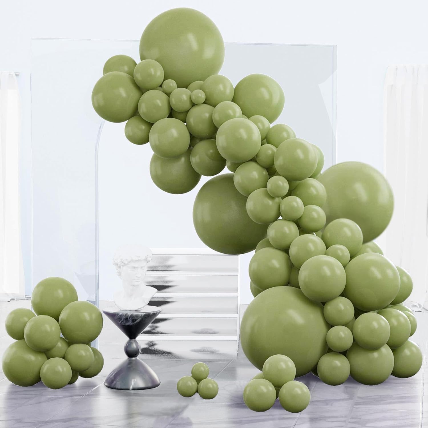 Amazon.com: PartyWoo Sage Green Balloons 152 pcs Olive Balloons ...