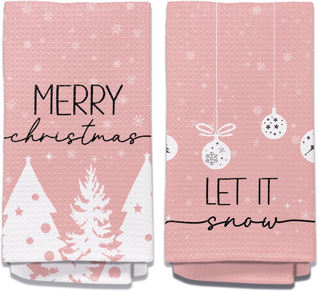 Amazon.com: Yomisex Pink Christmas Bathroom and Kitchen Decor Set of 2 ...