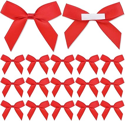 Amazon.com: Styquenzer 40 PCS Red Satin Ribbon Bows Self Adhesive Bows ...