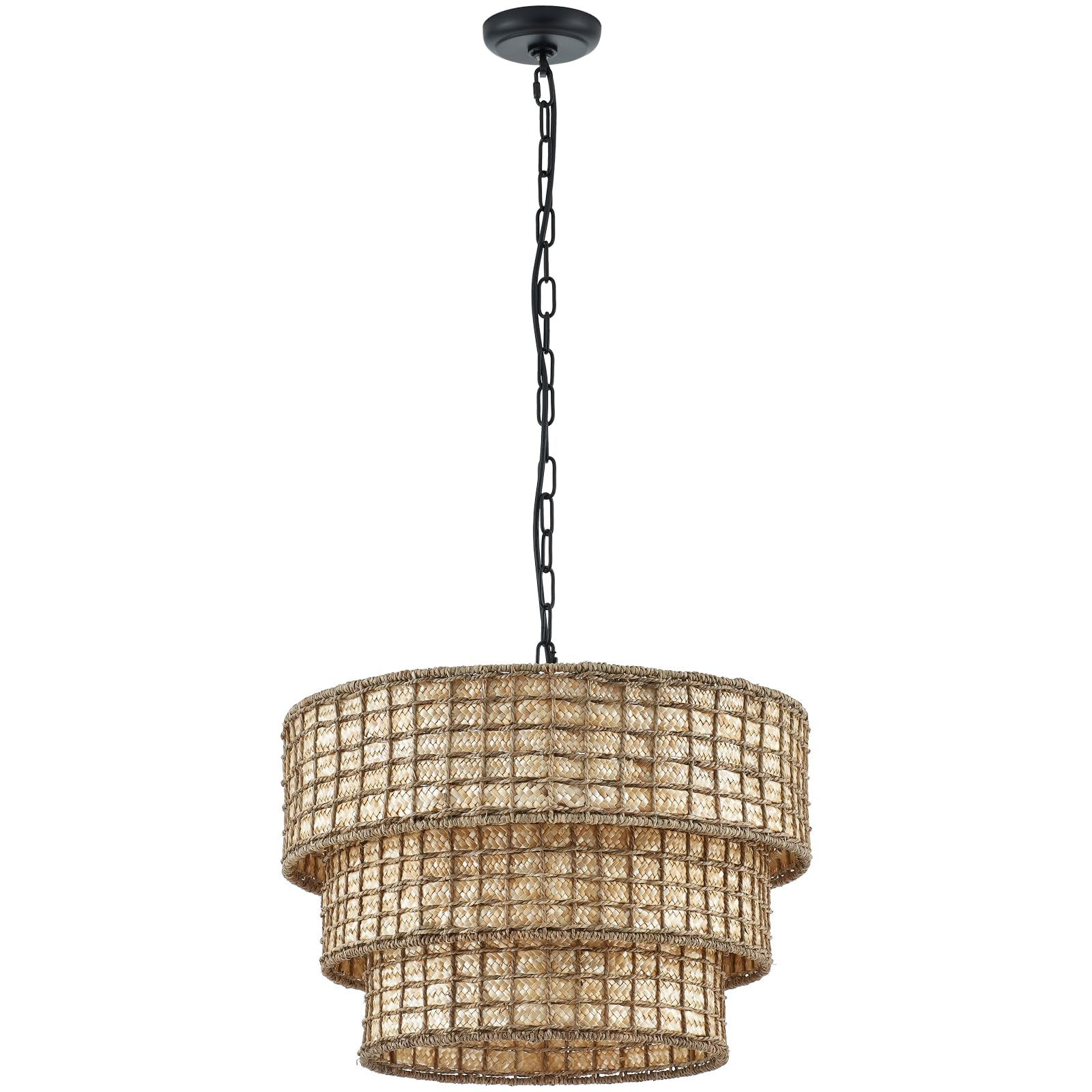 Rattan Pendant Light Rattan Boho Farmhouse Chandelier - 3 Light Hand ...