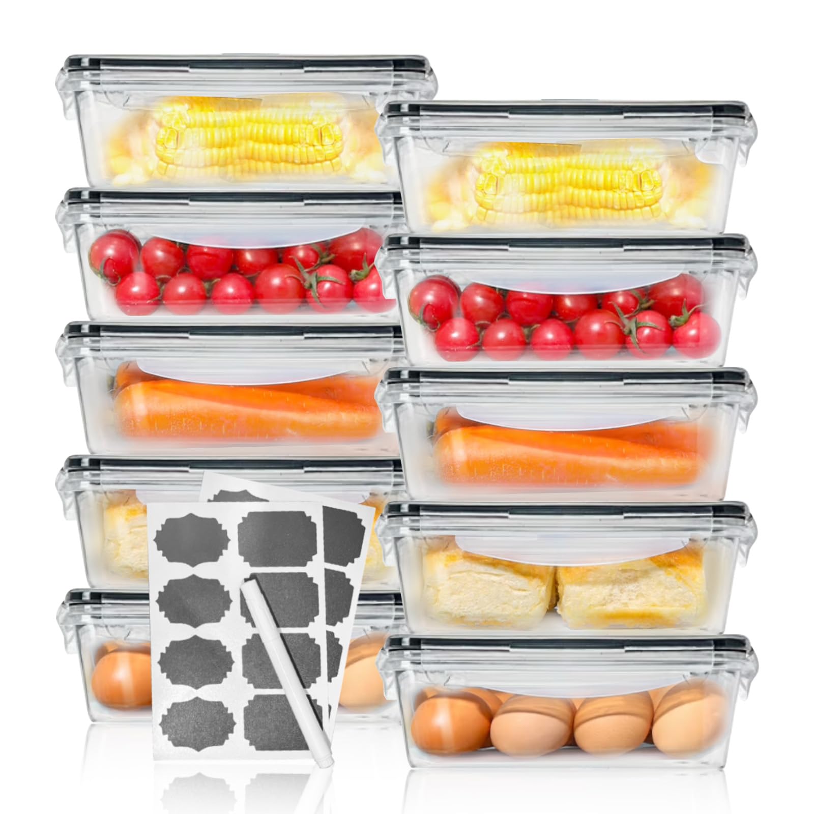 HiKiHUA 10-pack Food Containers with Lids set, 1000 ML Bento Lunch ...