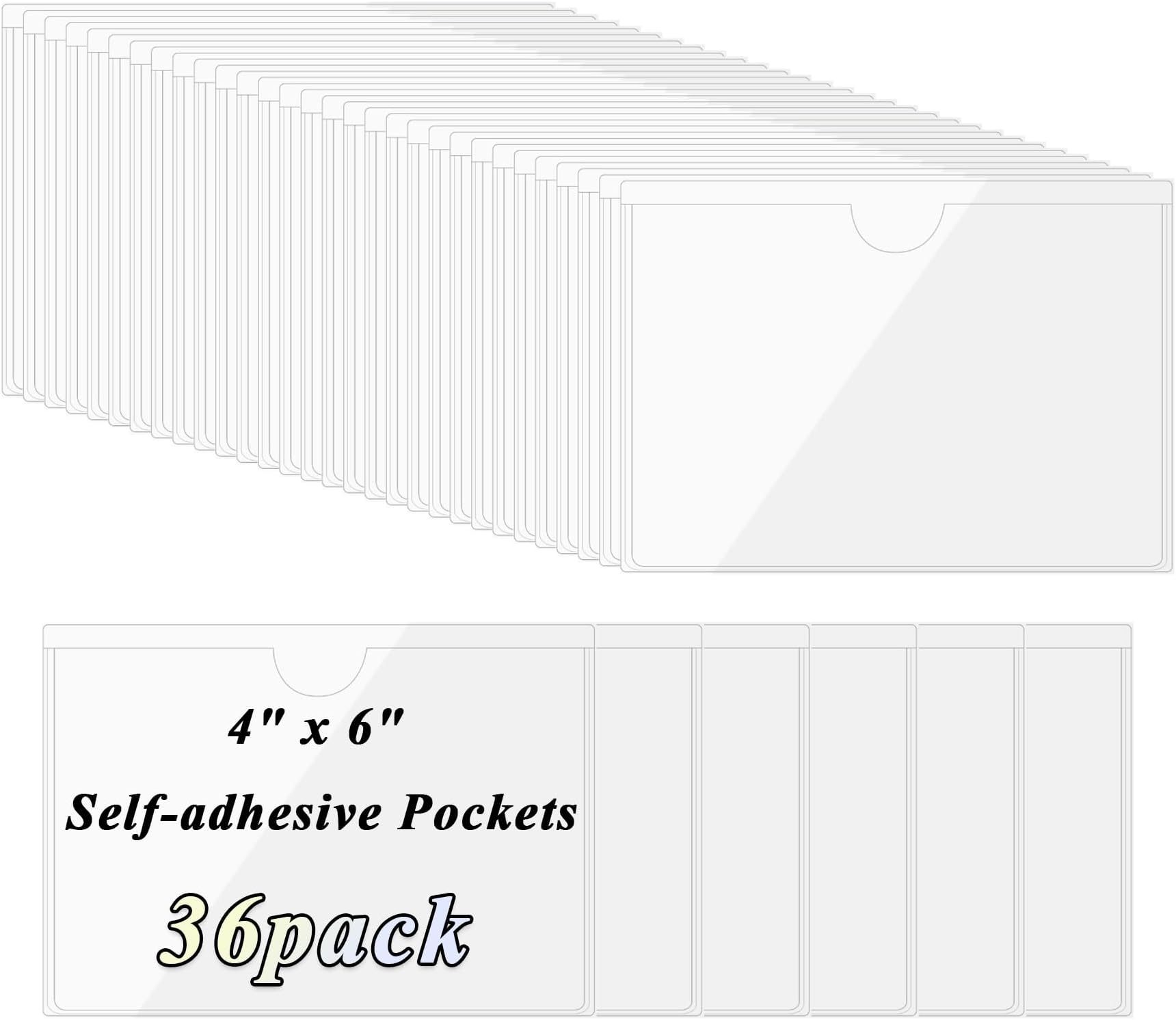 Amazon.com : Antner 36 Pack Self-Adhesive Index Card Pockets for 4" x 6 ...