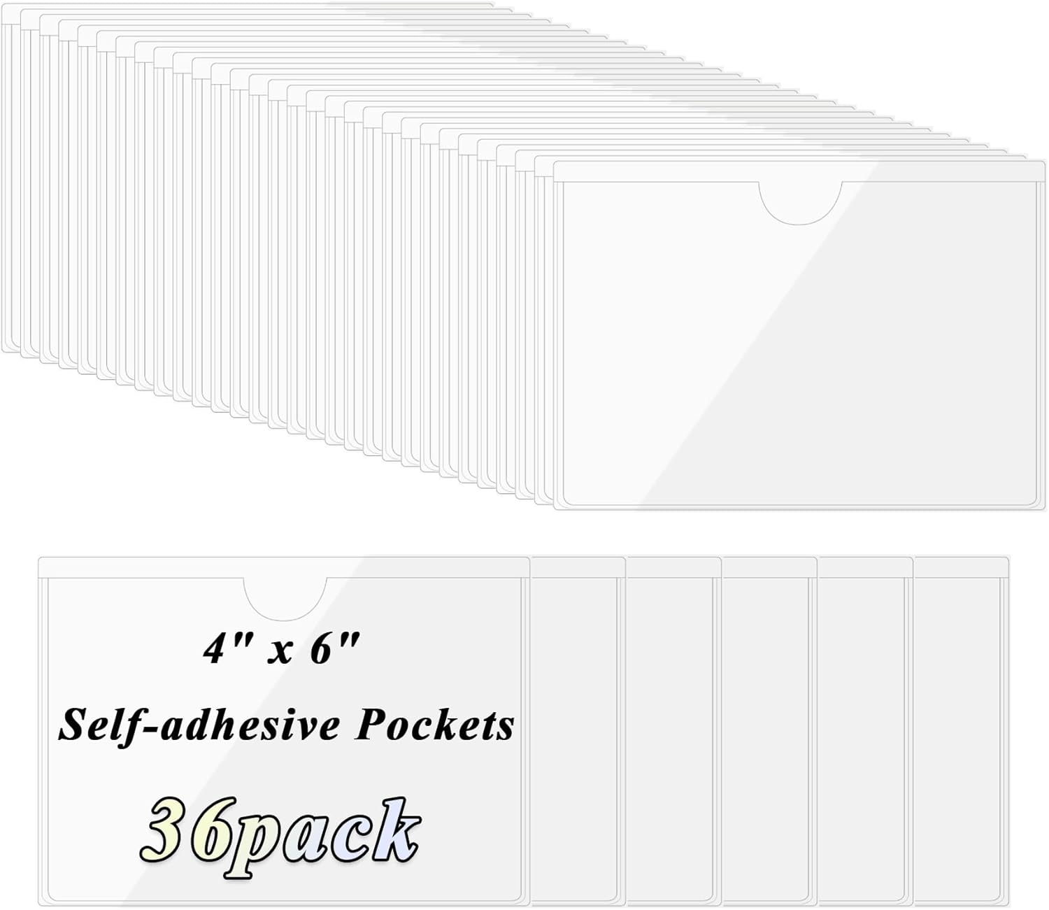 Amazon.com : Antner 36 Pack Self-Adhesive Index Card Pockets for 4" x 6 ...