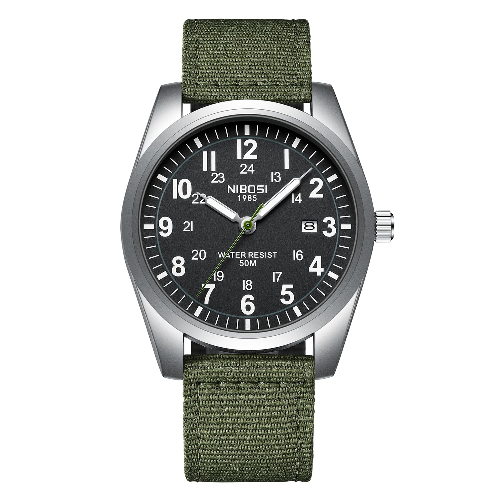 NIBOSI Men's Watch Fashion Military Green Watches for men Waterproof ...