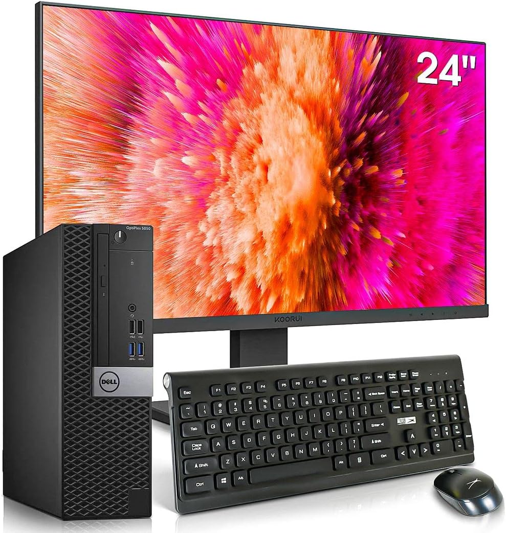 Amazon.com: Dell OptiPlex 5050 Desktop Computers PC and 24 inch Koorui ...