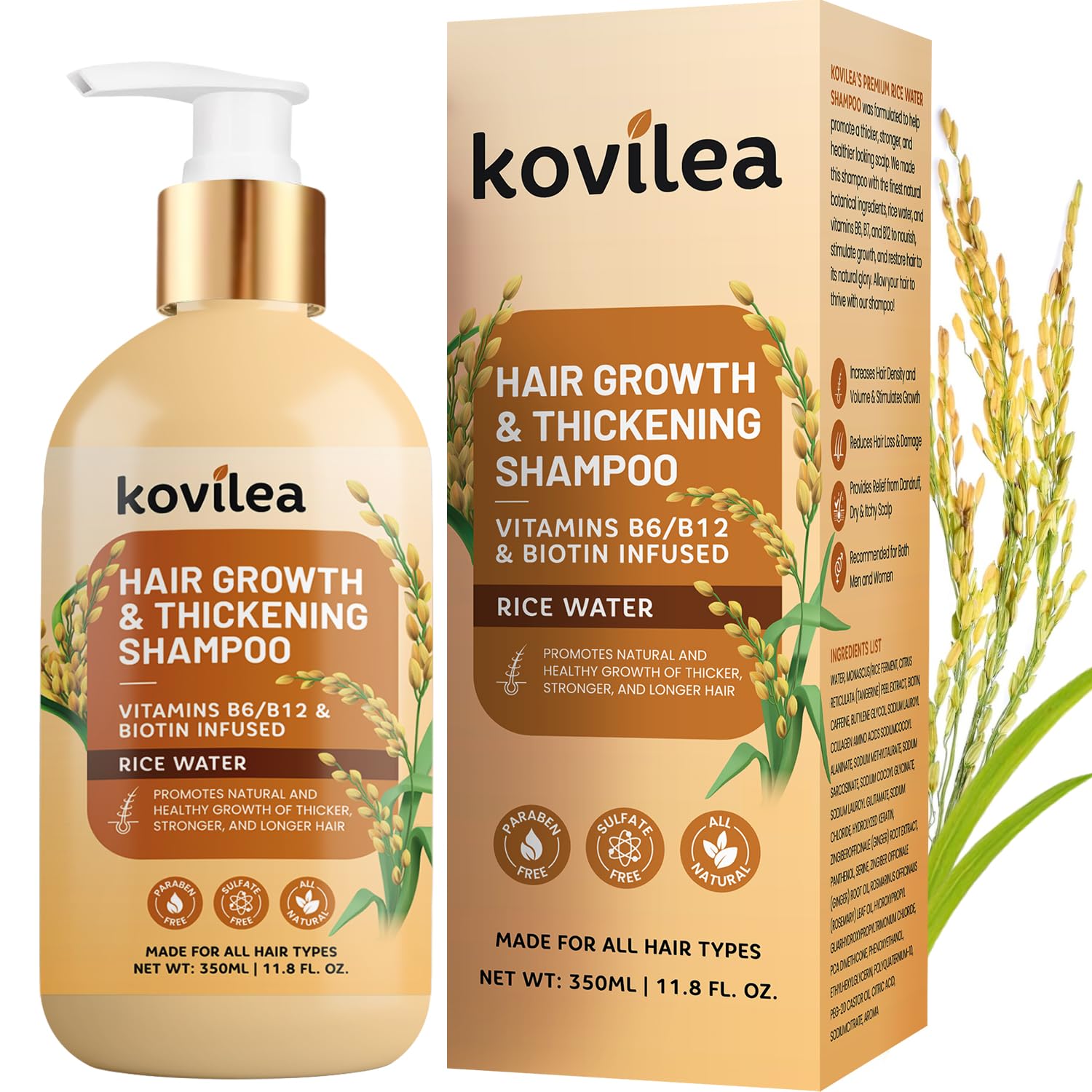 Amazon.com : Rice Water Hair Growth Shampoo, Natural Rice Water ...