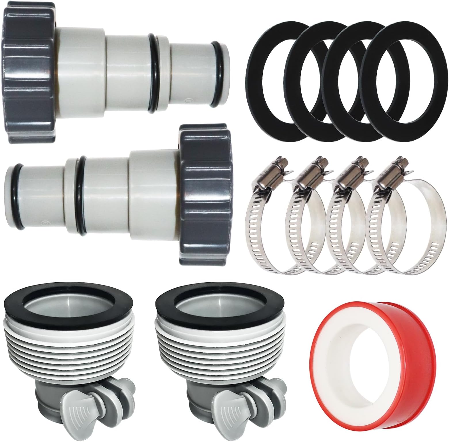 Amazon.com: 4 Pack Pool Hose Adapter with Clamp Washer 2 Types ...