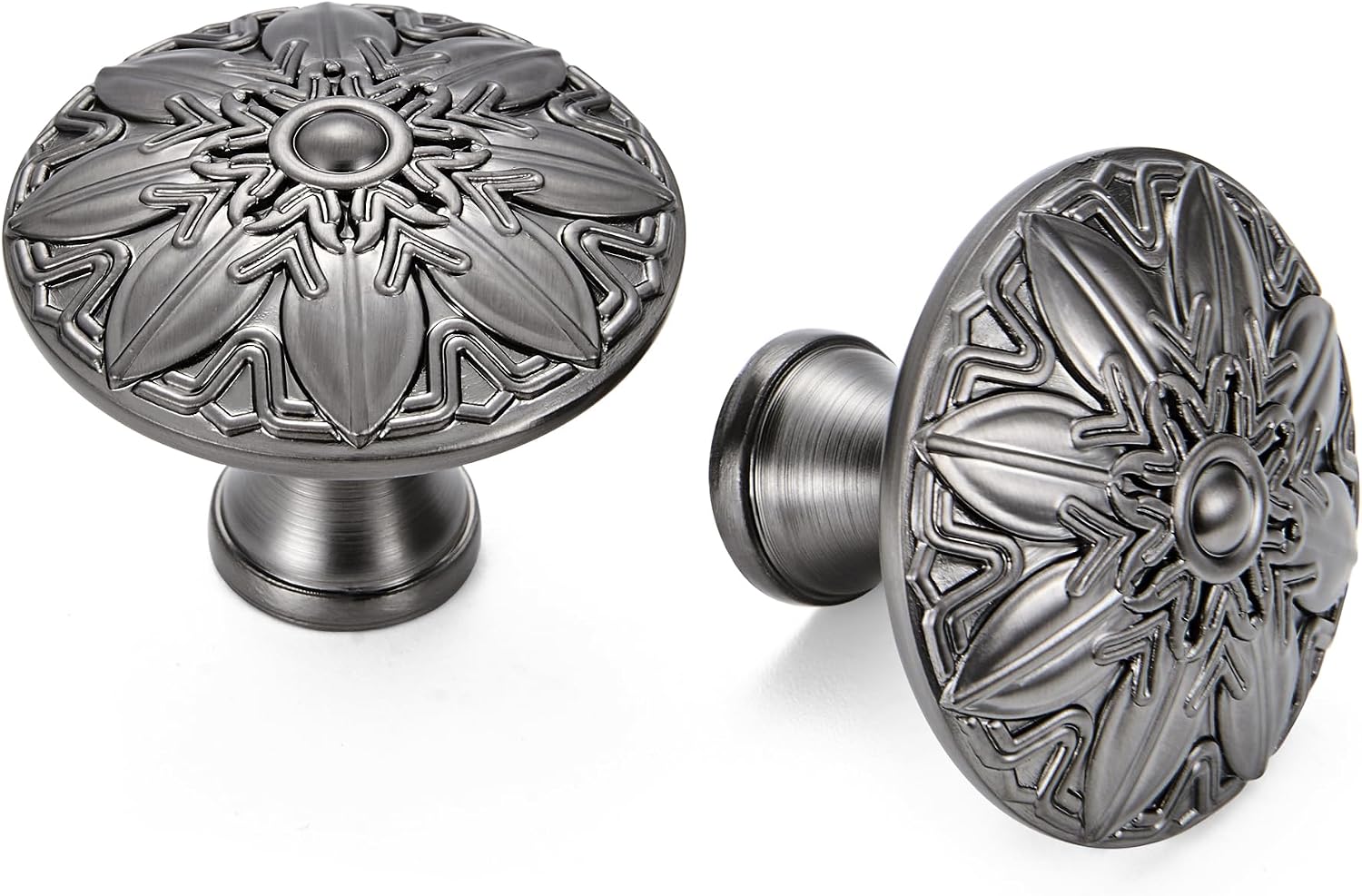 Amazon.com: Aandxmok 15 Pack Round Brushed Cabinet Knobs Gunmetal Grey ...