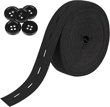 Amazon.com: Flat Sewing Band with Buttonholes,3/4 Inch Elastic Band ...