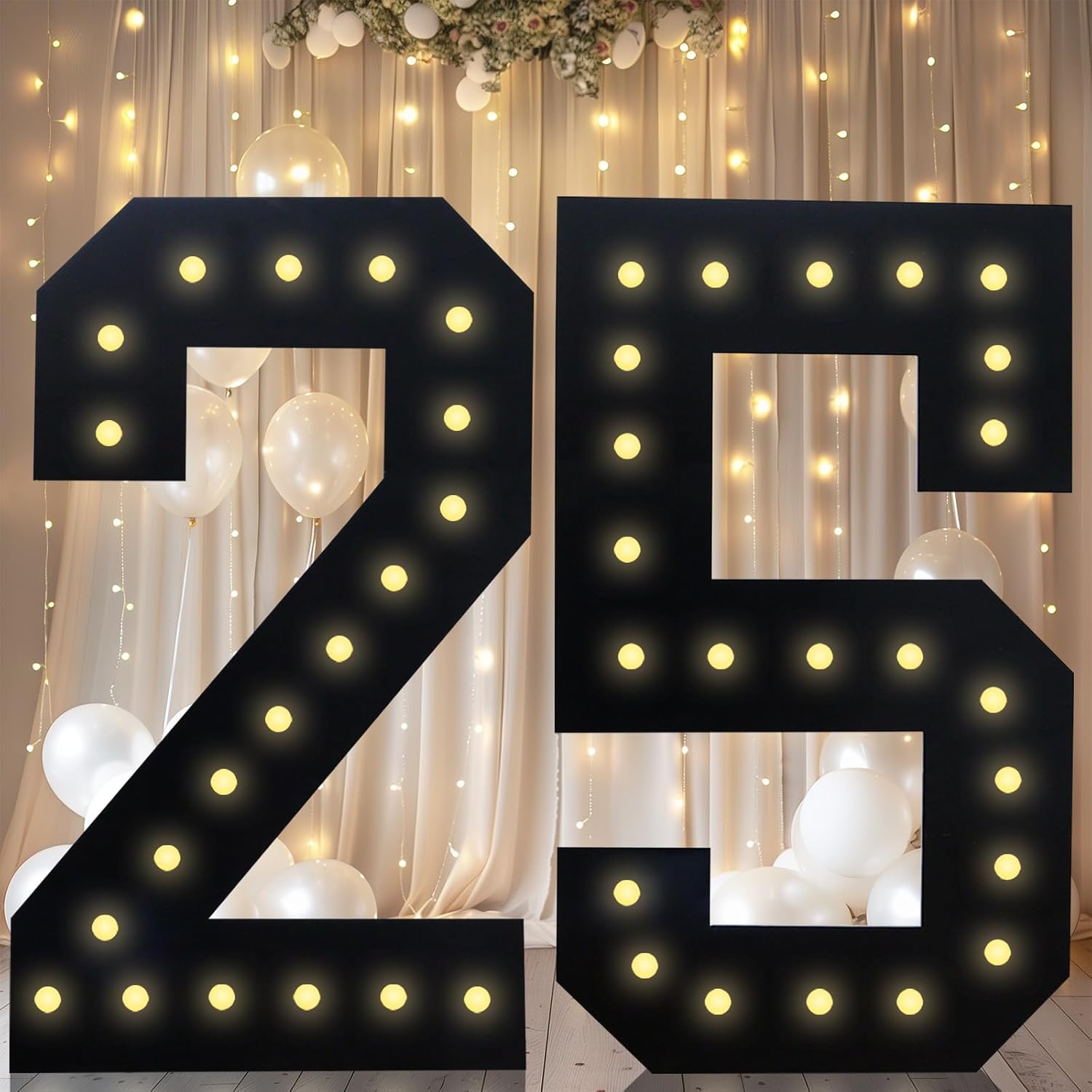 Amazon.com: 4FT Marquee Light Up Numbers, Black Giant Marquee Number ...