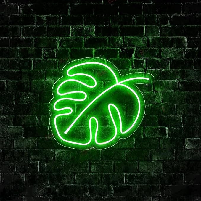 Hello Spring Neon Sign Monstera Leaf LED Neon Signs, Plant Neon ...