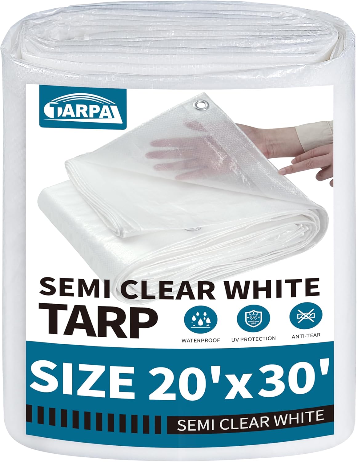 Amazon.com: TARPAL 20'x30' Semi Clear White Tarp Waterproof Green House ...
