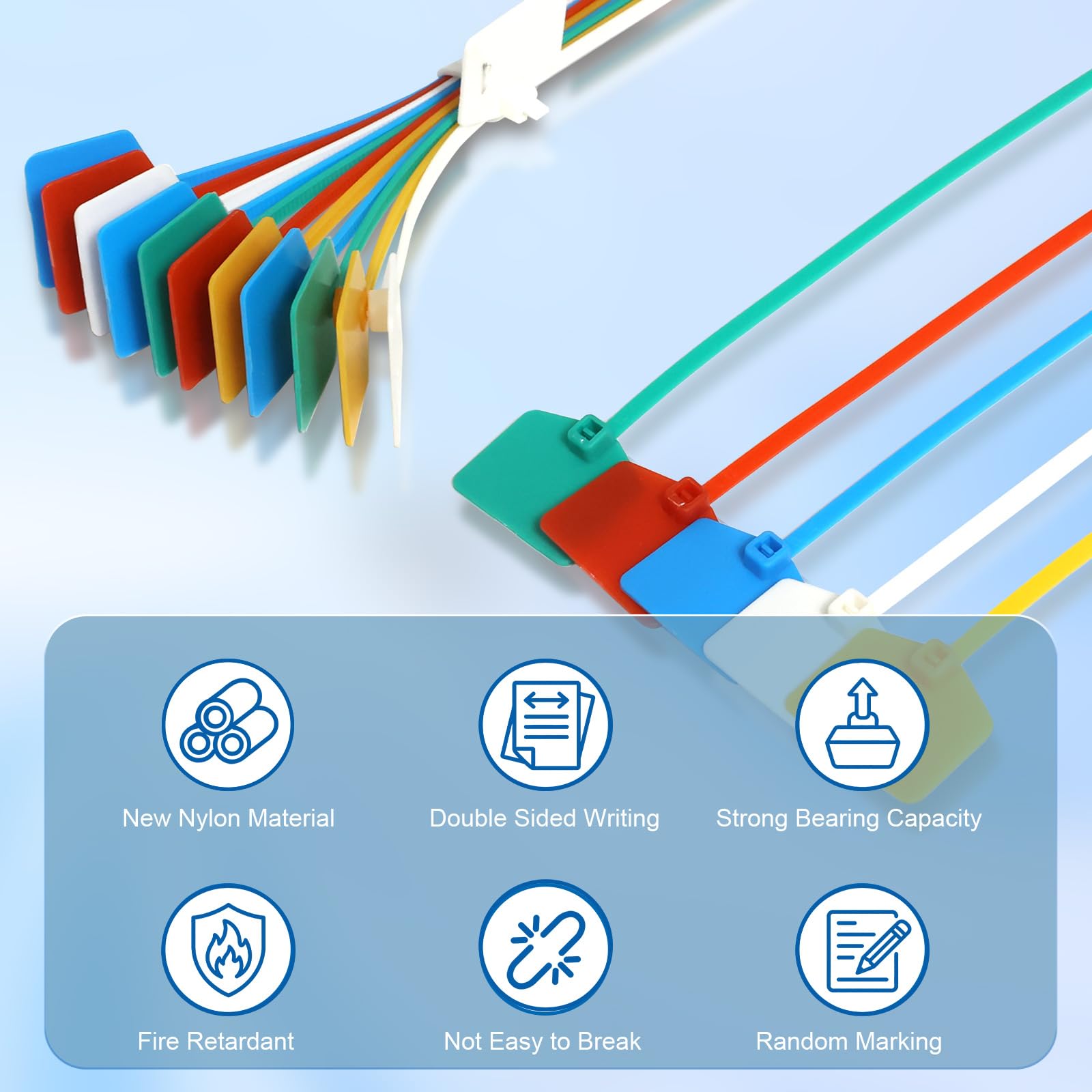 Snapklik.com : 6 In Marker Nylon Cable Ties, Plastic Water Proof Tags ...