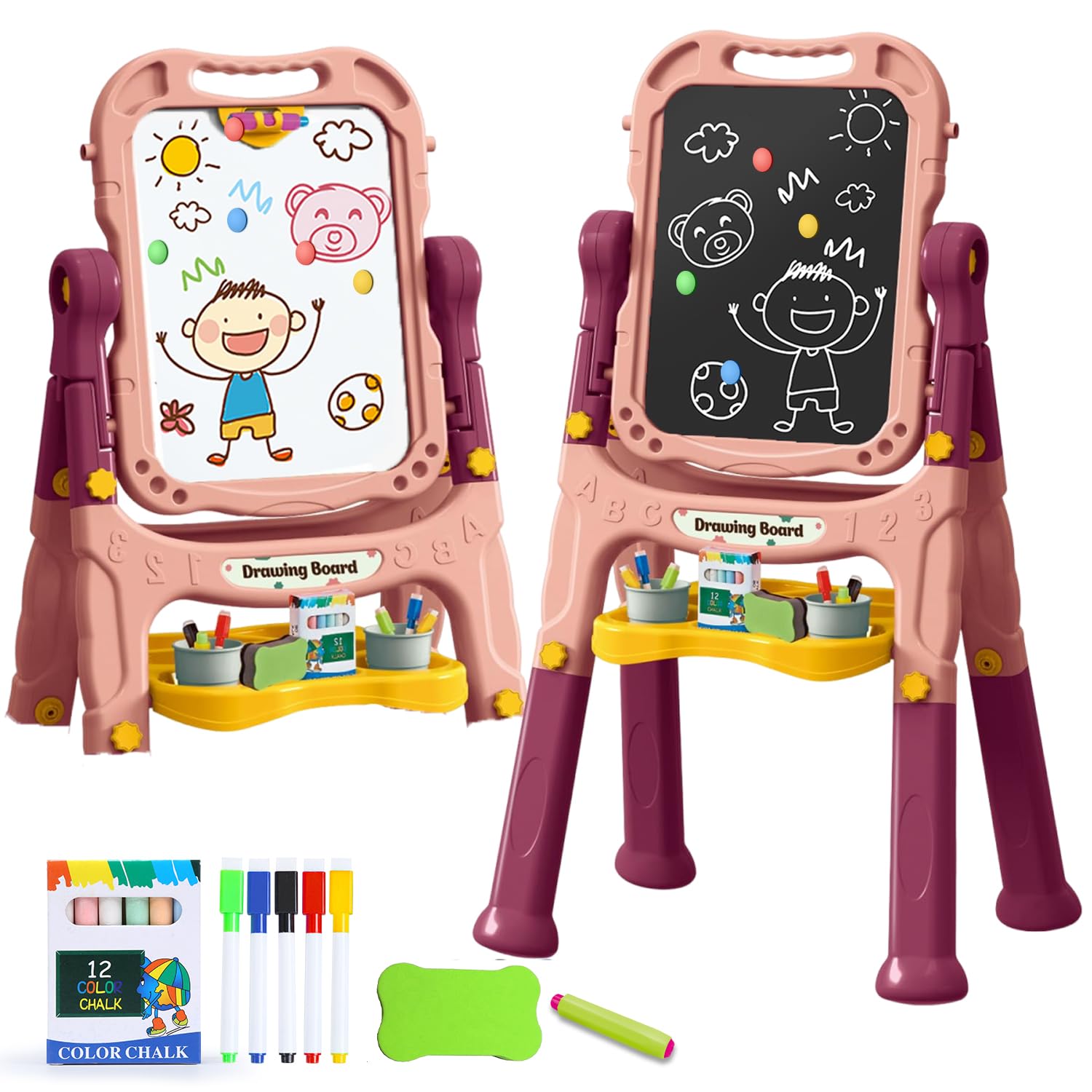 Amazon.com: Toddler Art Easel Toys, Magnetic Chalk Board and White ...