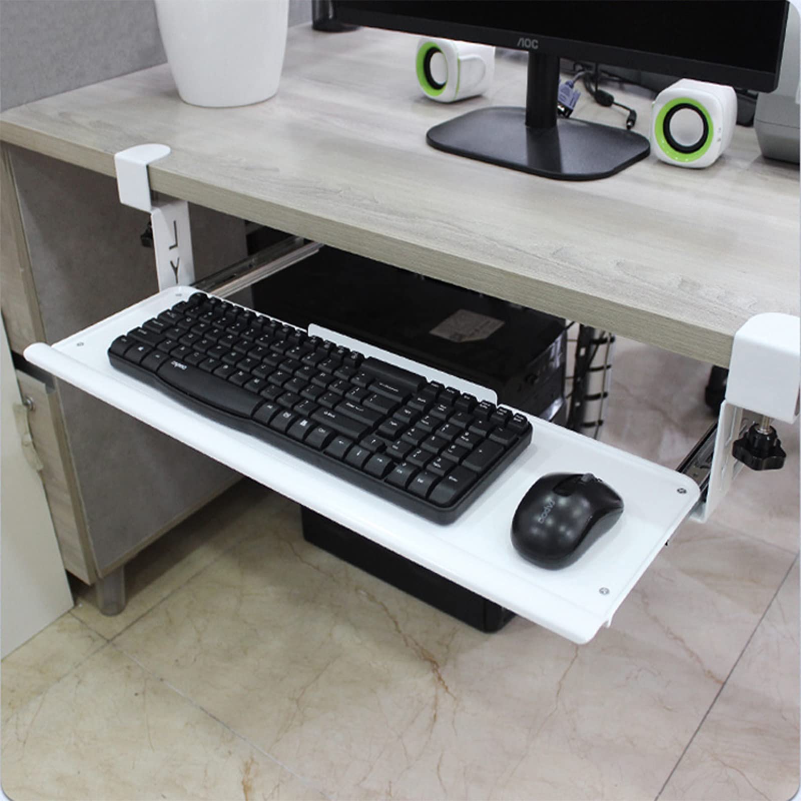 Amazon.com: IBOWZ Keyboard Drawer Tray Push-Pull Keyboard Tray Shelf ...