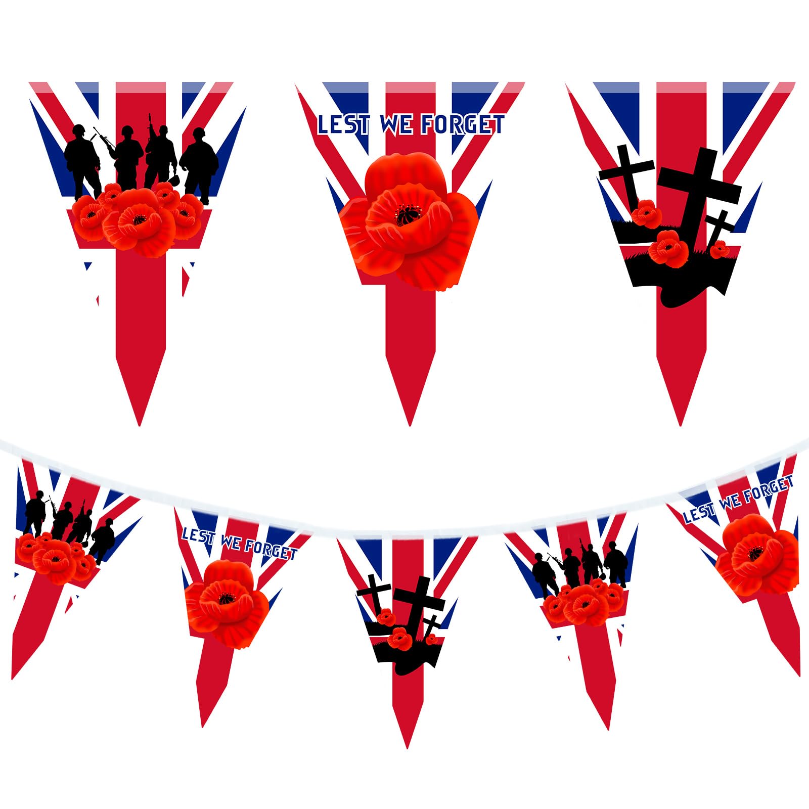 Lest We Forget Bunting, 18PCS Remembrance Day Bunting Lest We Forget ...