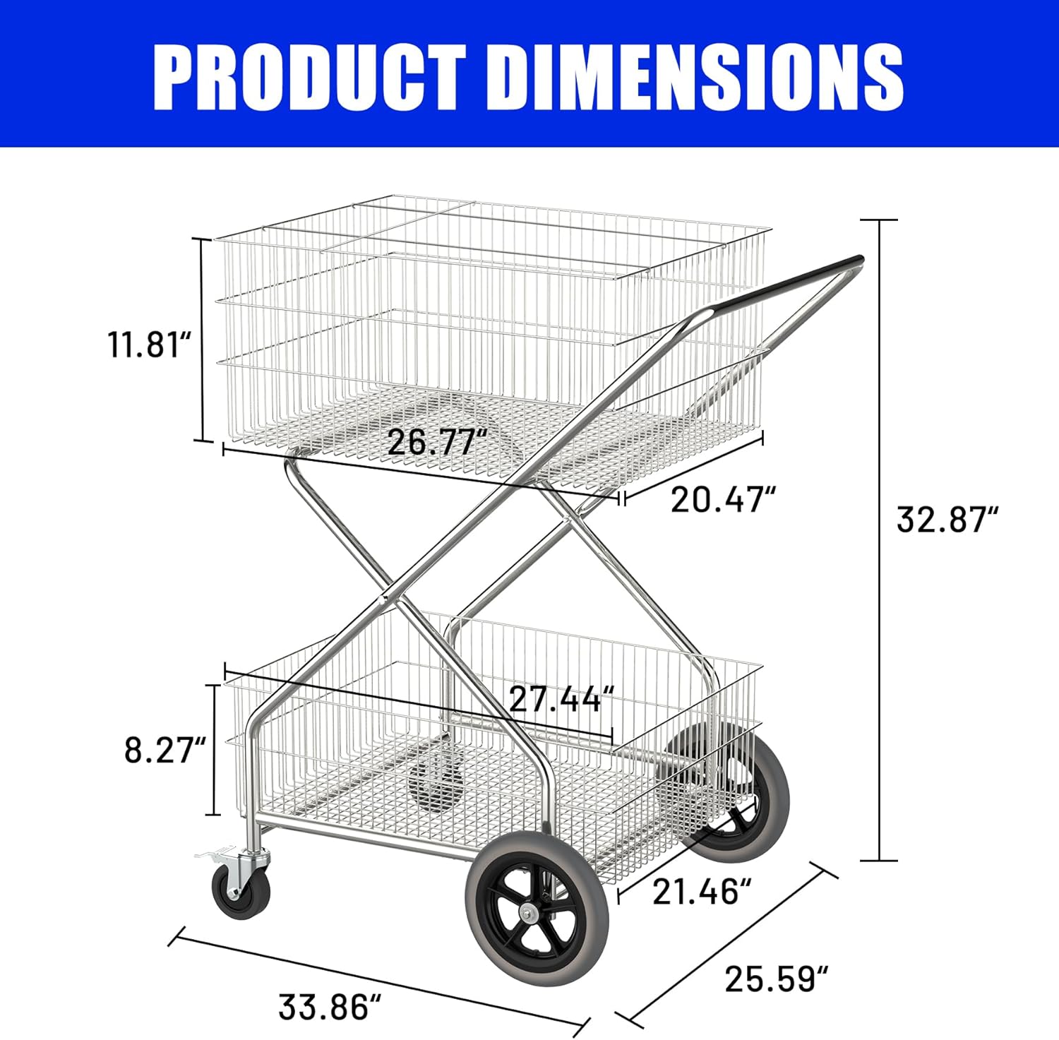 biosp Rolling Double Basket Wire Mail Cart with Philippines | Ubuy