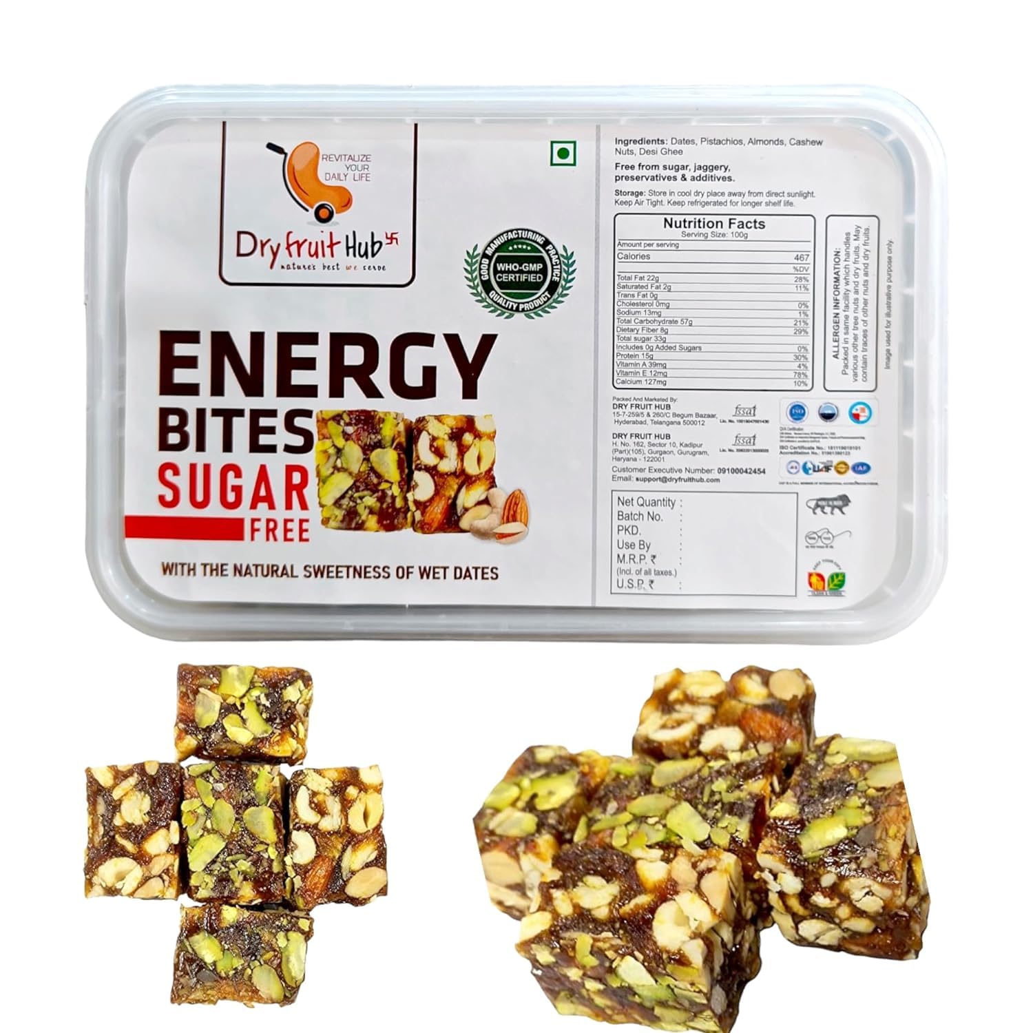 DRY FRUIT HUB Energy Bites Sugar Free 500 Gm | With Sweetness Of Dates ...