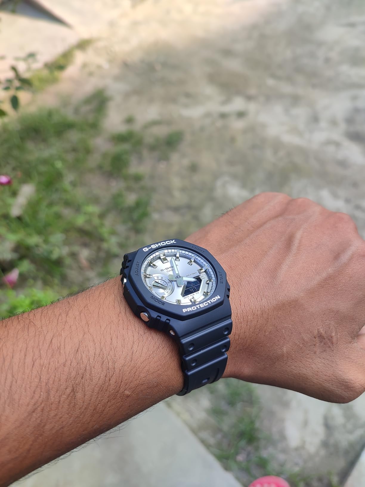 Casio G-Shock GA-2100SB-1ADR Silver Analog-Digital Dial Black Resin ...