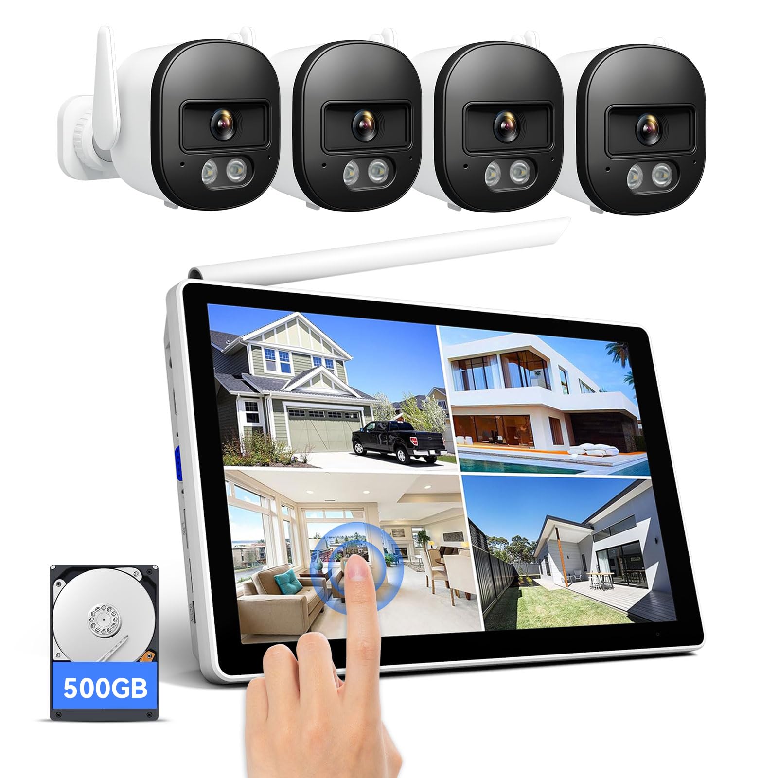 Amazon.com : 【Touchscreen NVR+500G HDD】 VORGUT Security Camera System ...