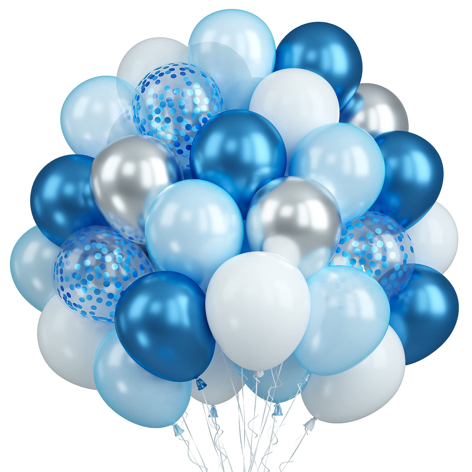 Amazon.co.jp: 30 Blue White Balloons Blue White Latex Balloons Birthday ...