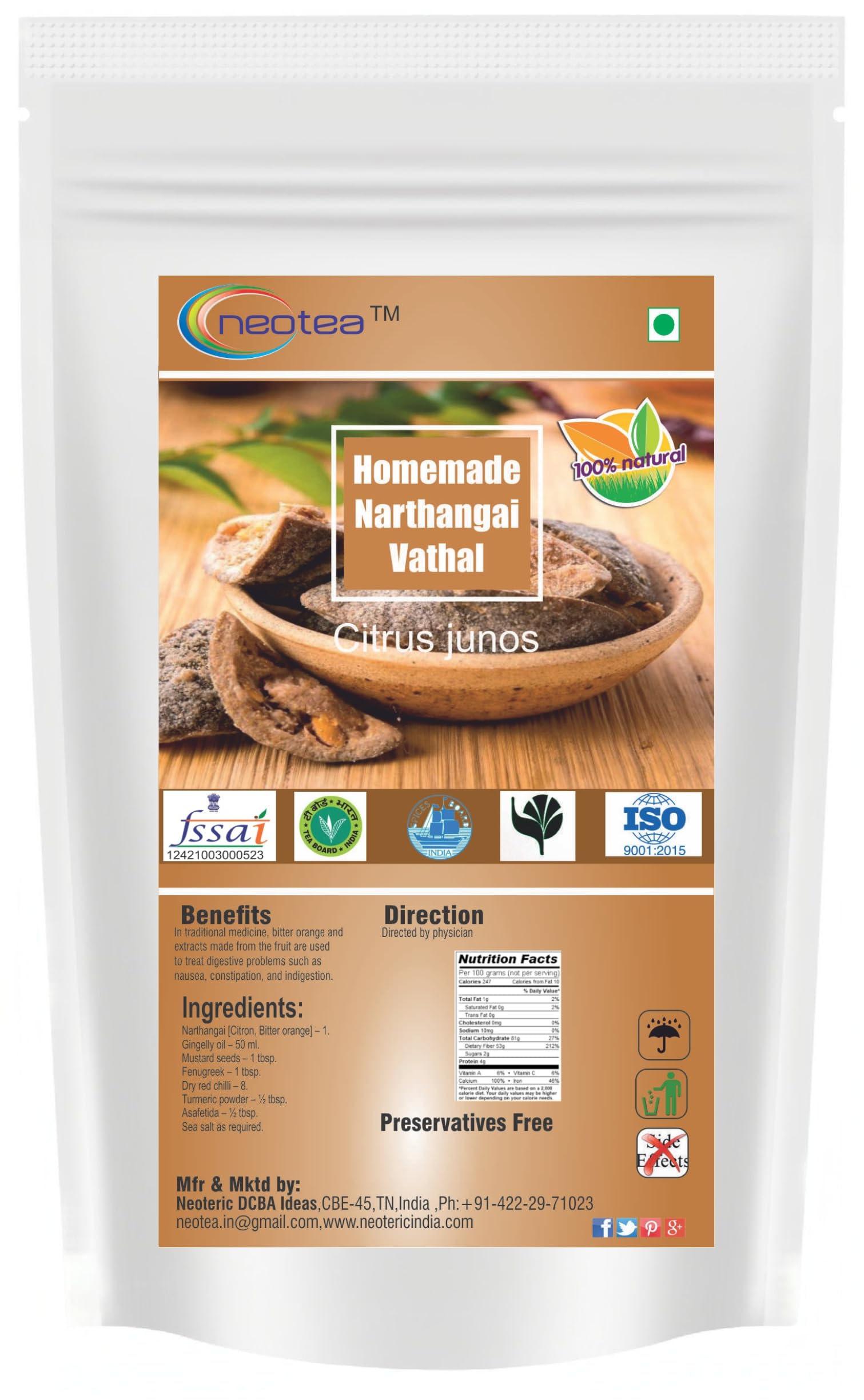 Amazon.com : Neotea Homemade Narthangai Vathal | Sun-dried Citron ...