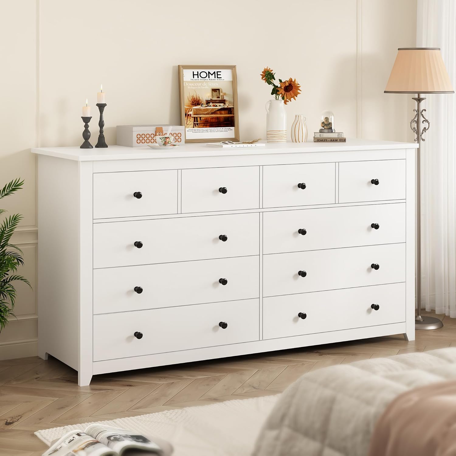 Amazon.com: EnHomee White Dresser, Dresser for Bedroom with 10 Wood ...