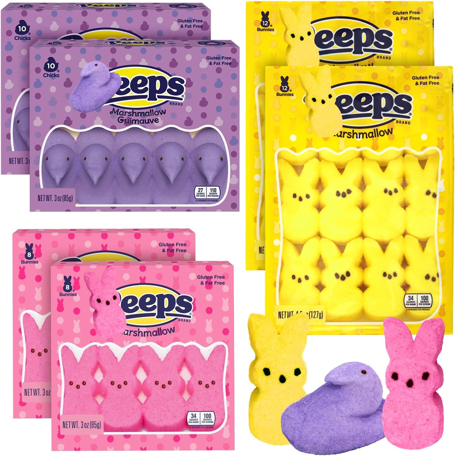 Amazon.com : Easter Marshmallow Chicks Peeps Variety Pack 4ct. : Easter ...