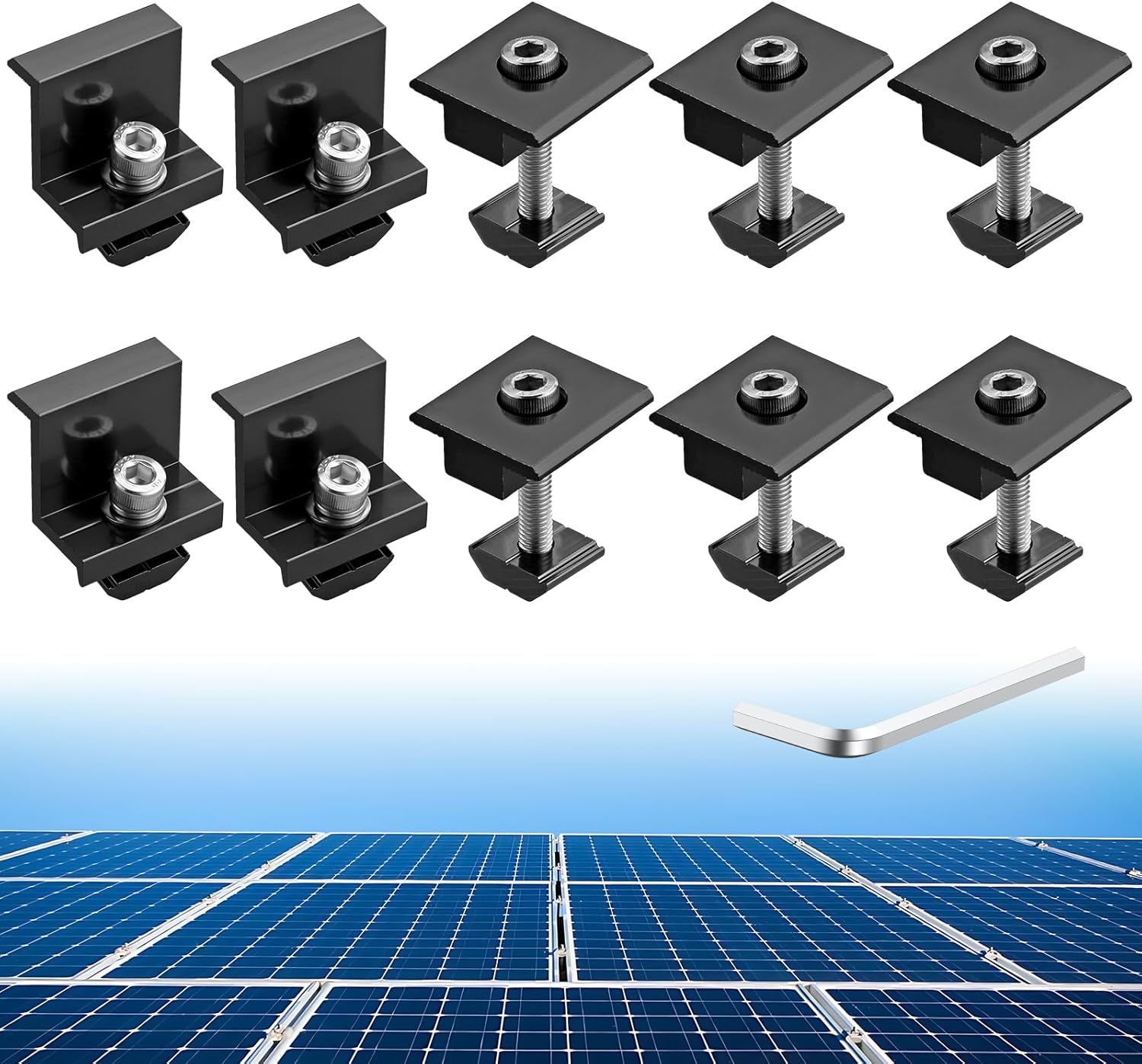 Anbte Solar Panels Mounting Kit, Aluminium Solar Panel Clamps 35mm ...