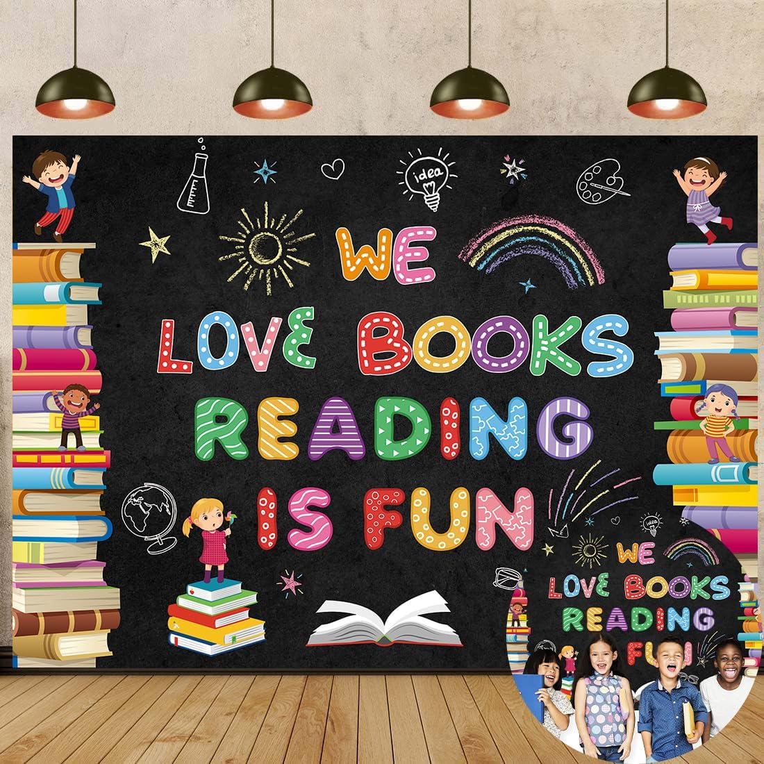Amazon.com : 7x5ft World Book Day Reading Backdrop Classroom Library ...