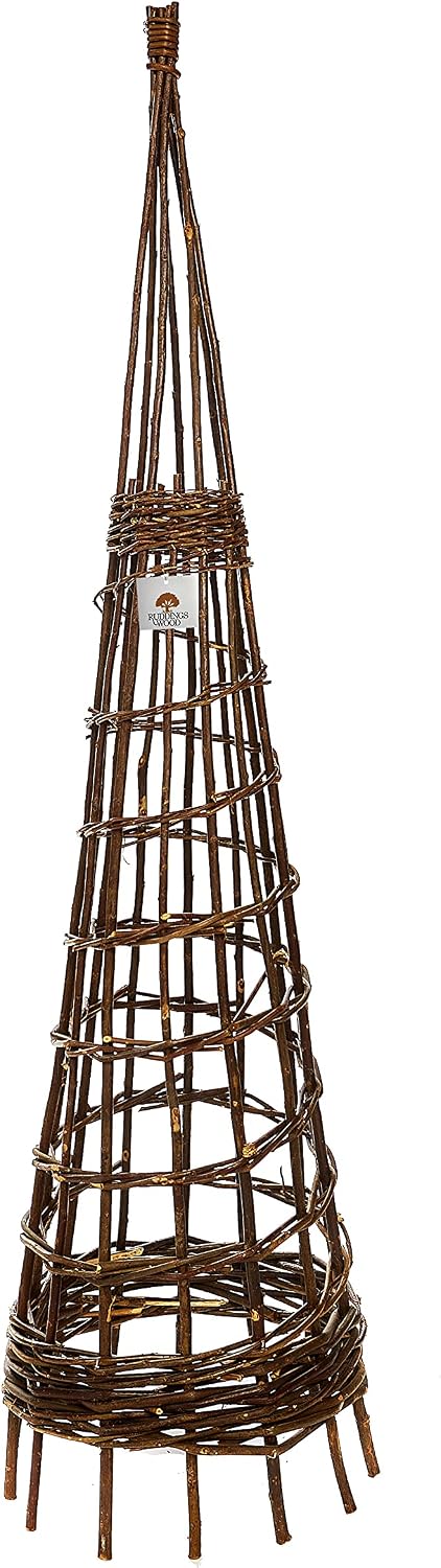 120cm Rustic Natural Willow Spiral Garden Obelisk Wicker Wood Climbing ...