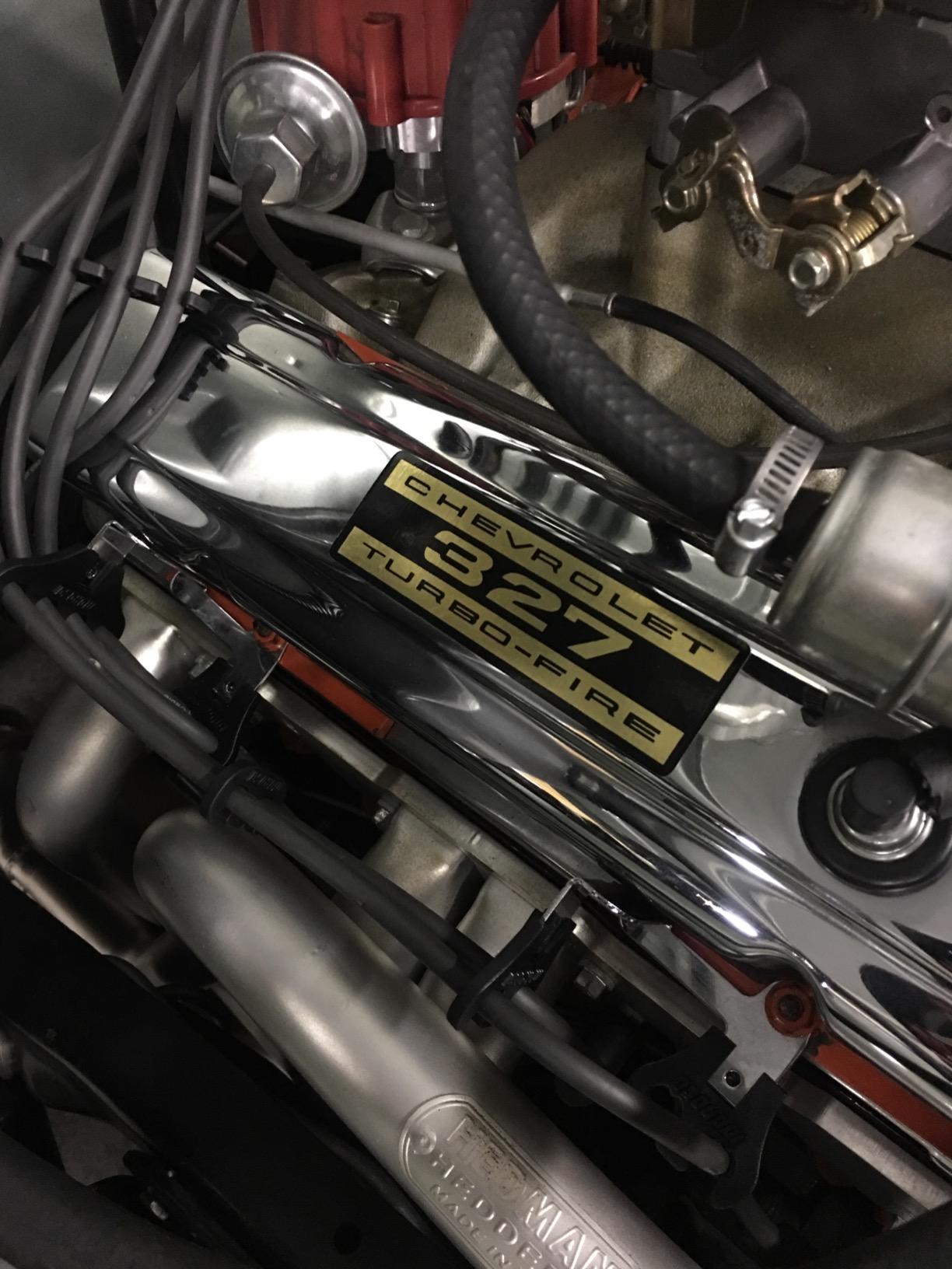 CHEVROLET 327 TURBO-FIRE VALVE COVER DECAL STICKER NEW - 2pc SET: GM ...