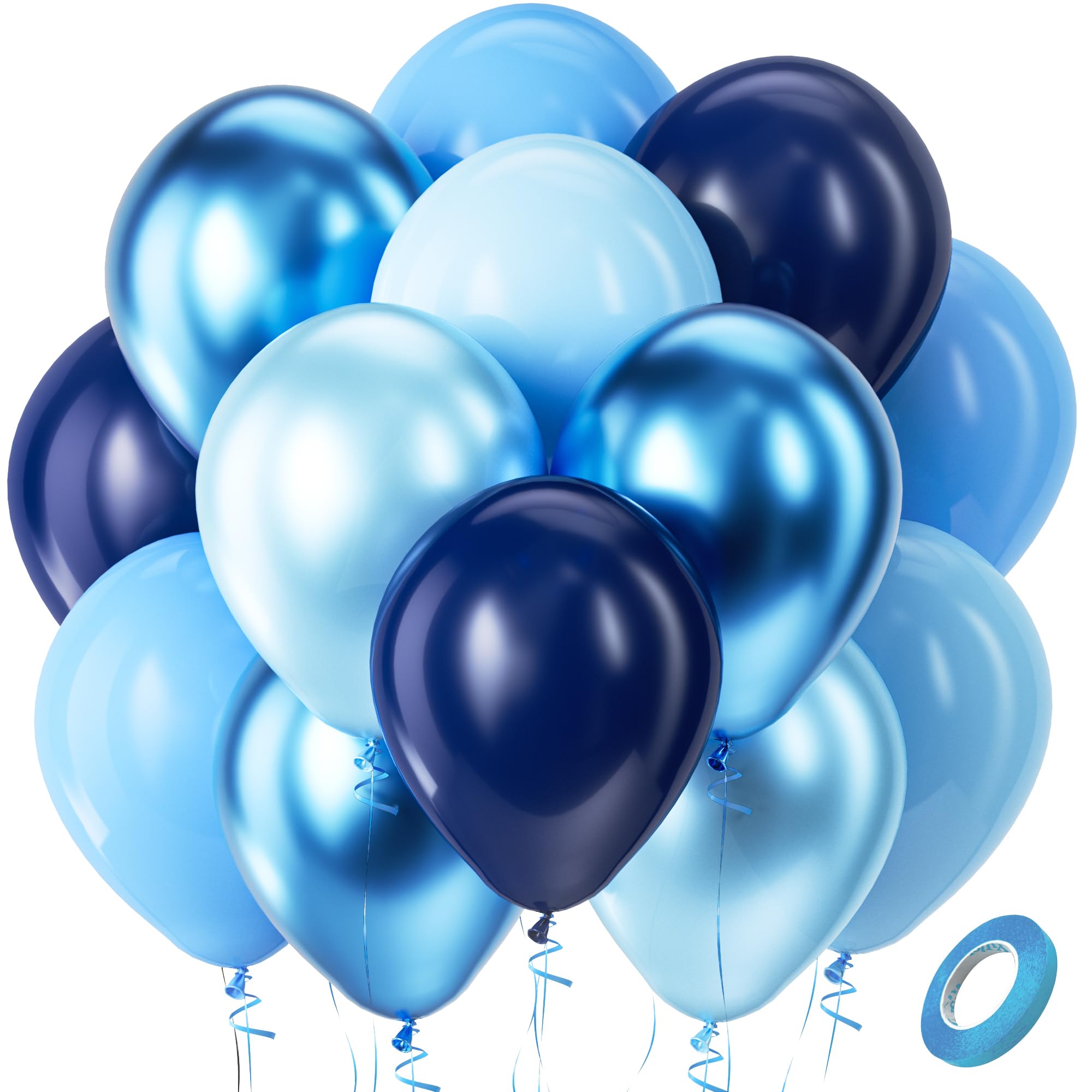 Snapklik.com : Blue Balloons Set,60pcs 12 Inch Metallic Blue Pearl Blue ...