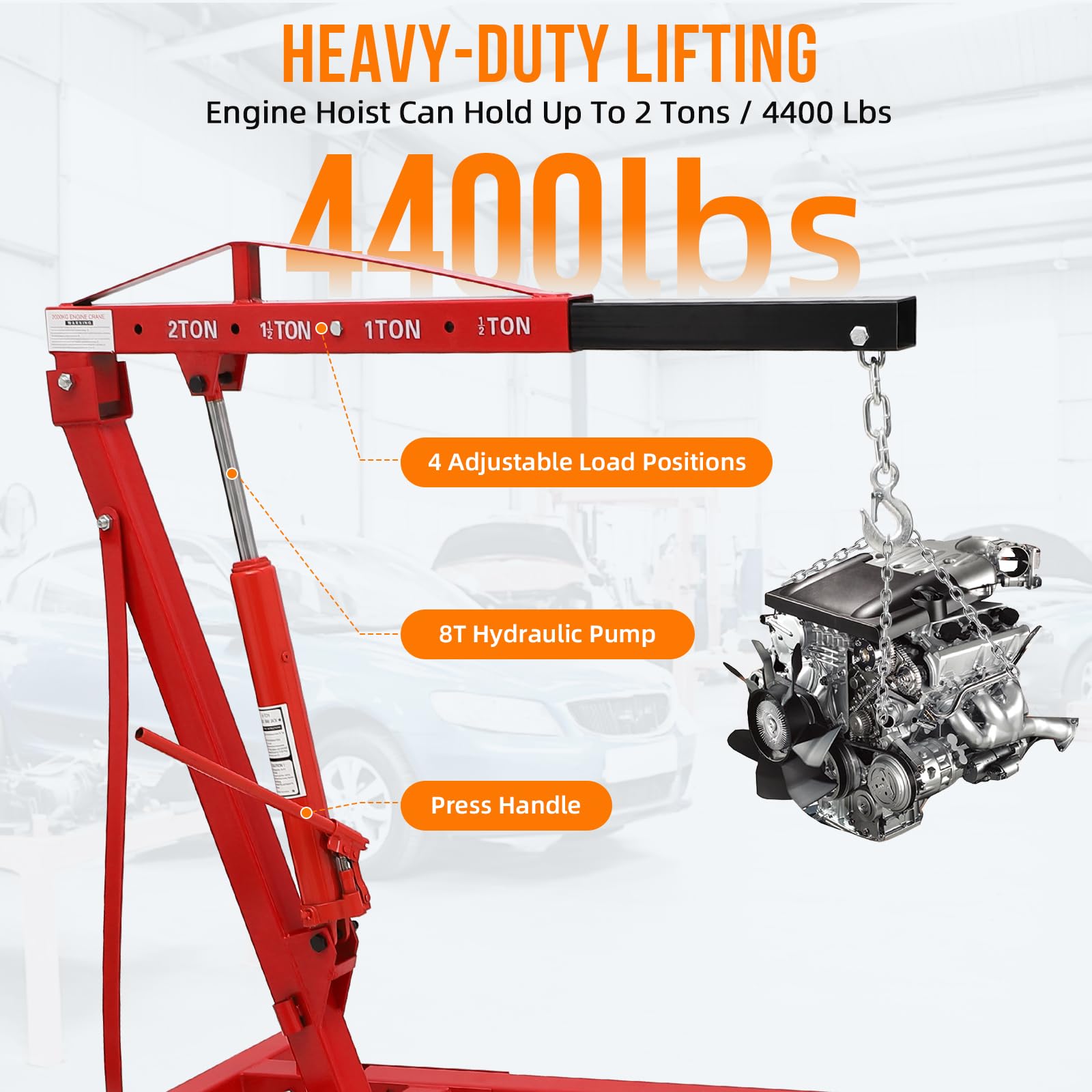 Snapklik.com : DEXSO 4400LBS Folding Engine Crane Engine Hoist Cherry ...