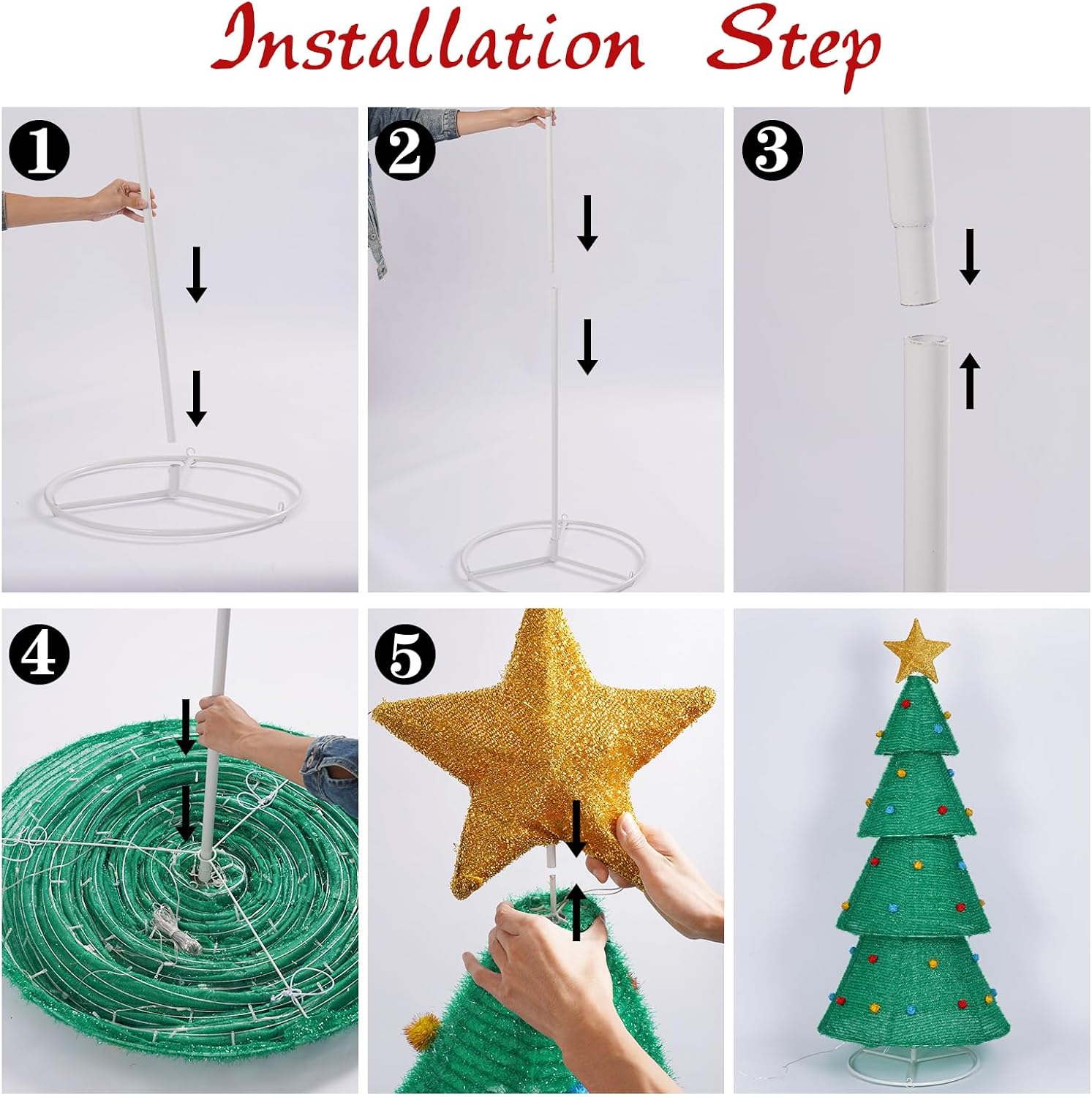 Árbol de Navidad iluminado de 6 pies con cuerpo de cebolla verde ...