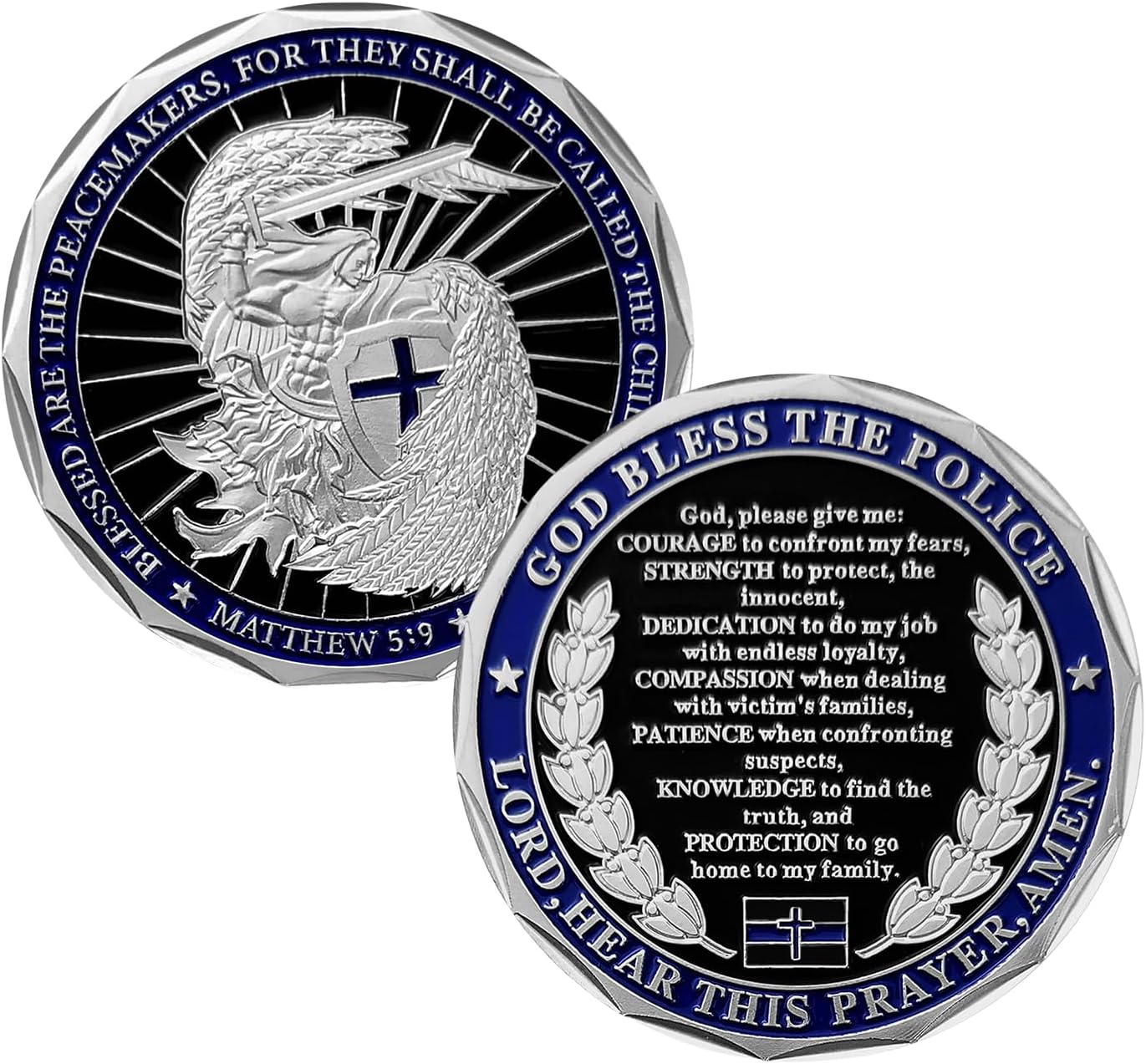Amazon.com: Saint Michael Police Challenge Coin - Thin Blue Line Law ...