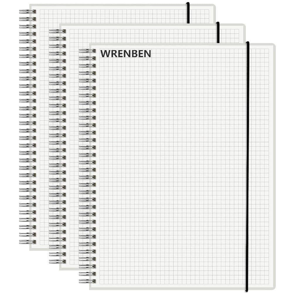 WRENBEN Graph Paper Spiral Notebook 8.5 x 11 Inches 240 Pages, A4 Grid ...