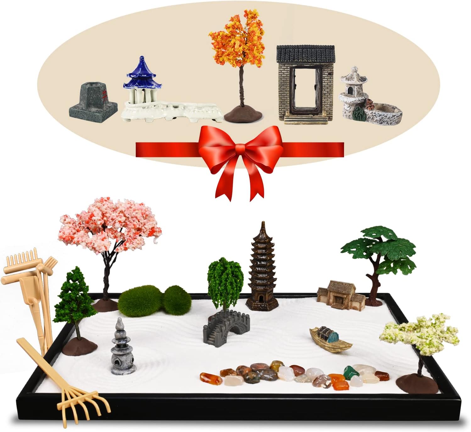 Amazon.com: Island Falls Home Zen Garden Kit 11x8in. Beautiful Japanese ...