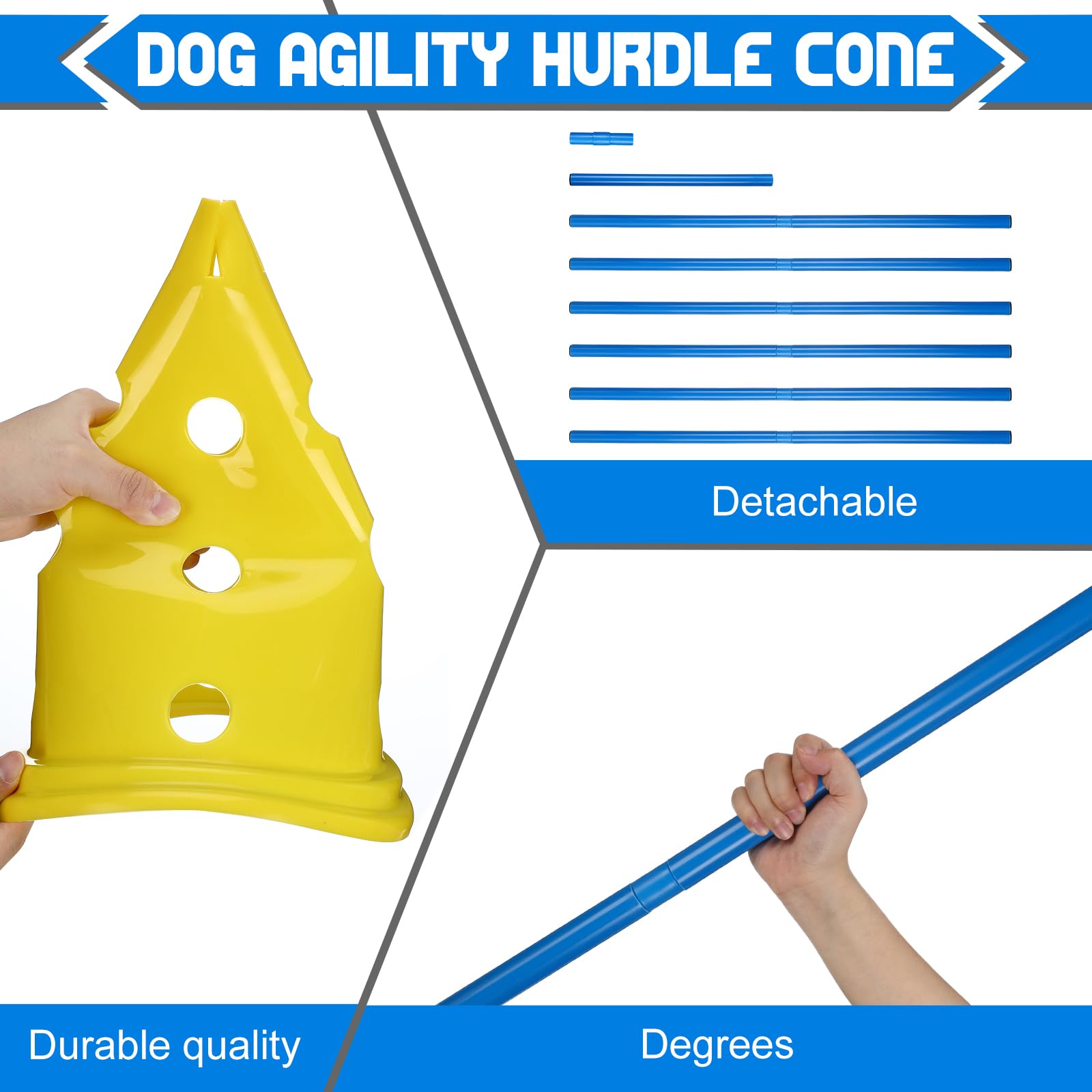 6 Sets Dog Agility Hurdle Cone Set Include 12 Agility Cones 6 Agility ...