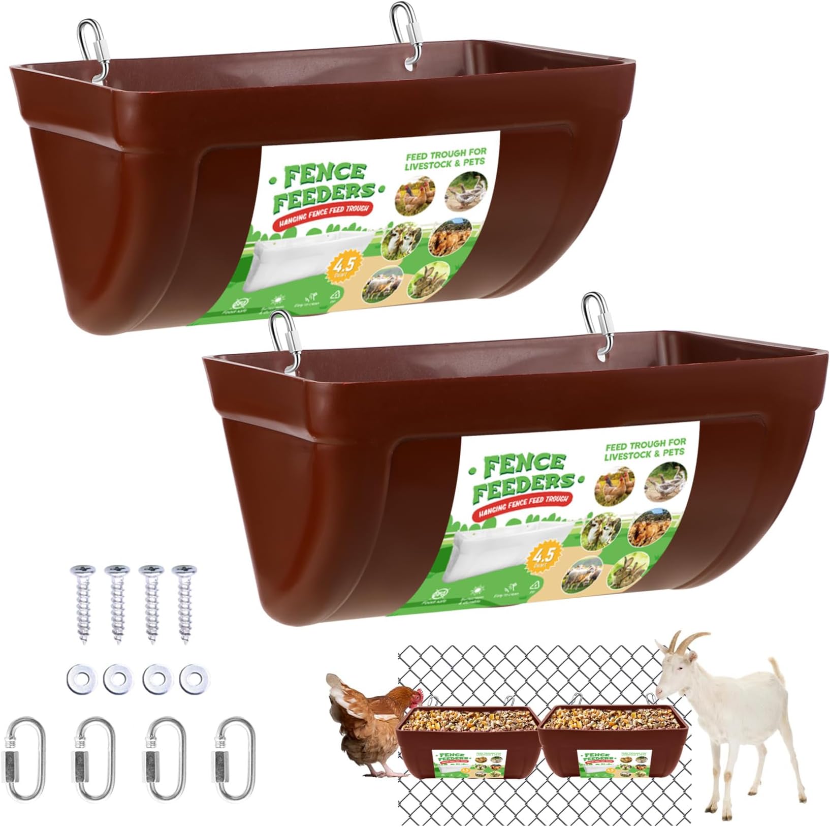 Amazon.com : Chicken Feeder 2pcs Goat Feeders with Clips Hanging Fence ...
